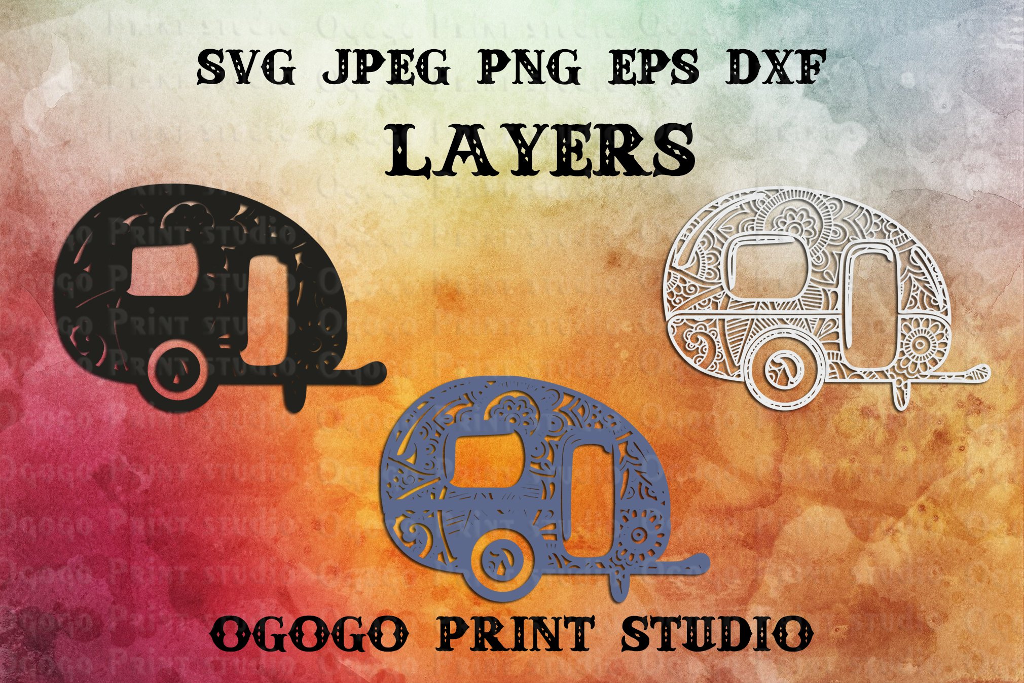 3D Layered Camper Mandala Svg, Zentangle SVG, Travel Svg (909645) | Cut ...