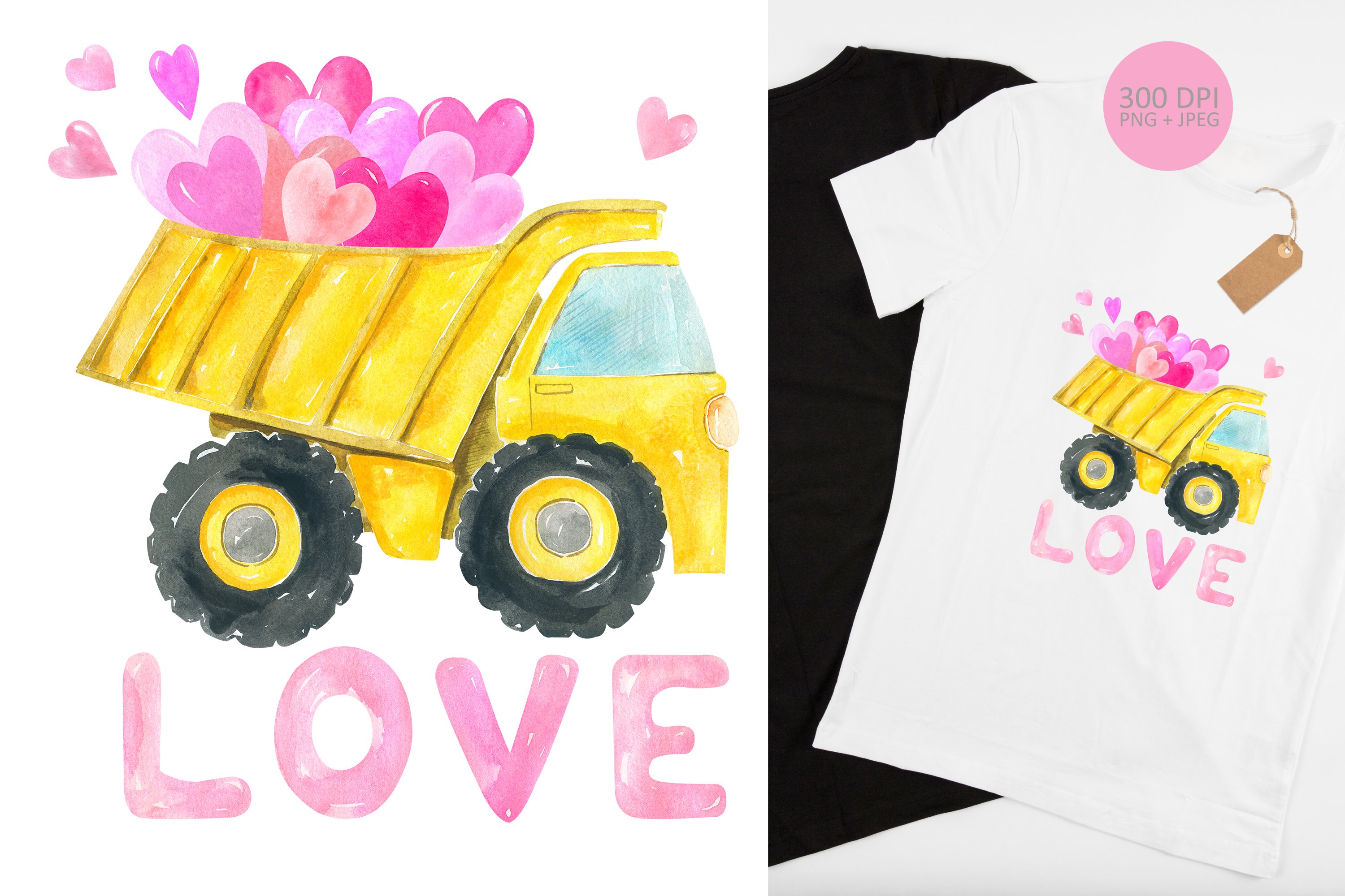 Love Dump Truck printable sublimation design (1116233) | Illustrations ...