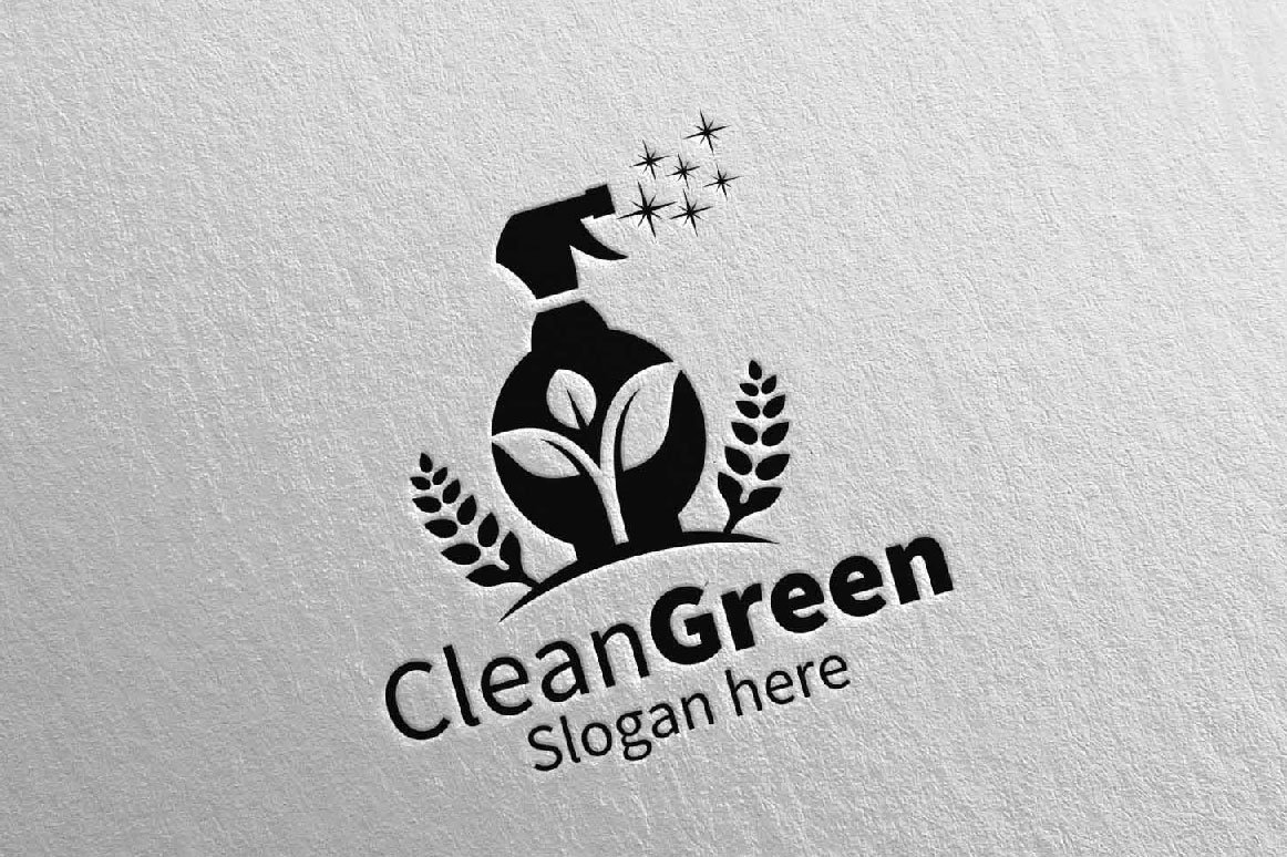 Cleaning Service Logo Eco Friendly (69386) | Logos | Design Bundles