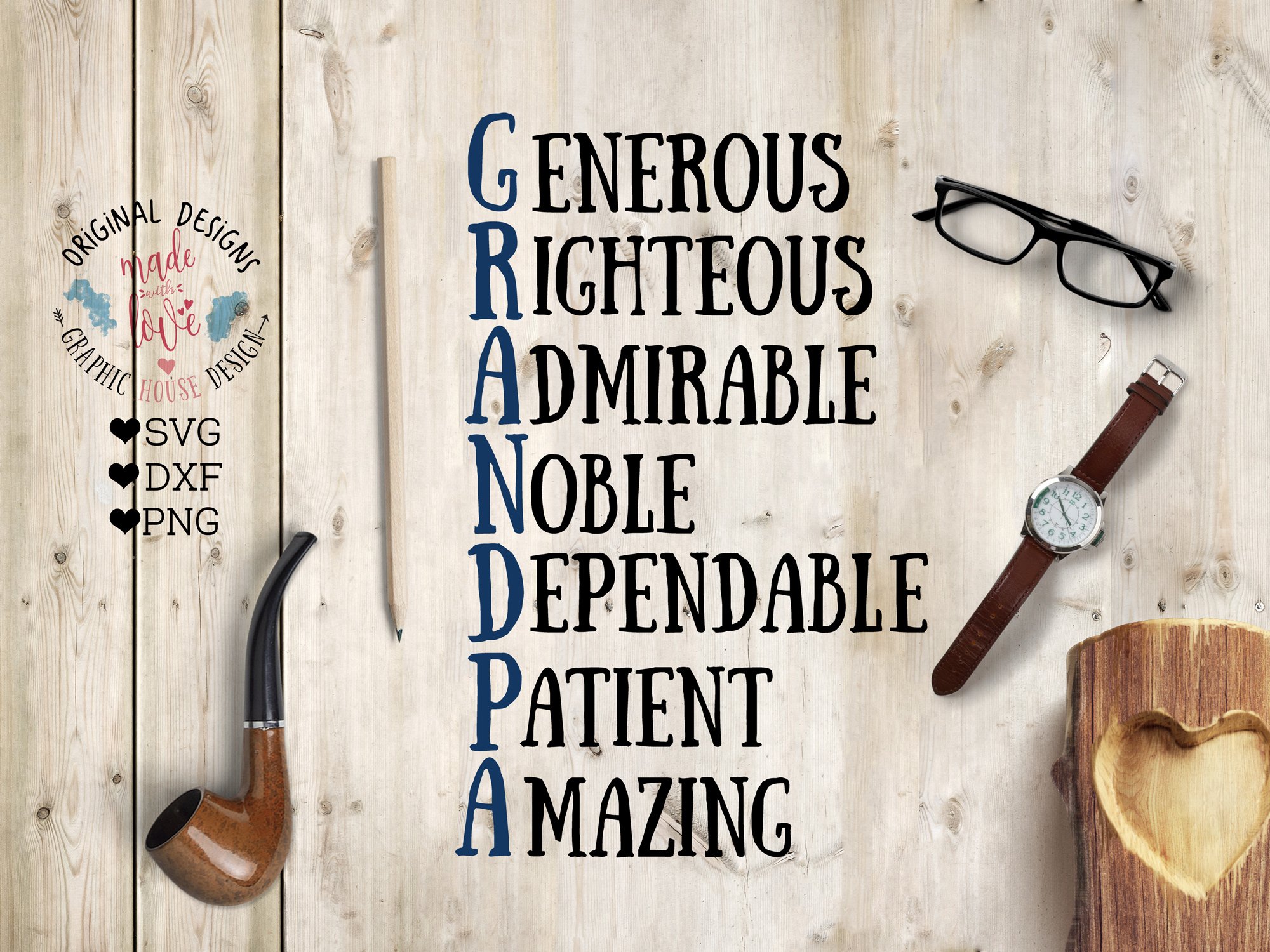 Grandpa Acronym Cut File and Printable in SVG, DXF, PNG (98089) | SVGs ...