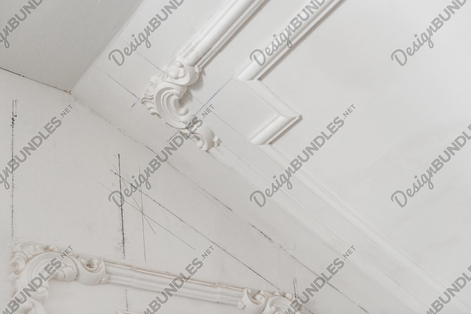 Unfinished plaster molding on the ceiling and walls (949823 ...