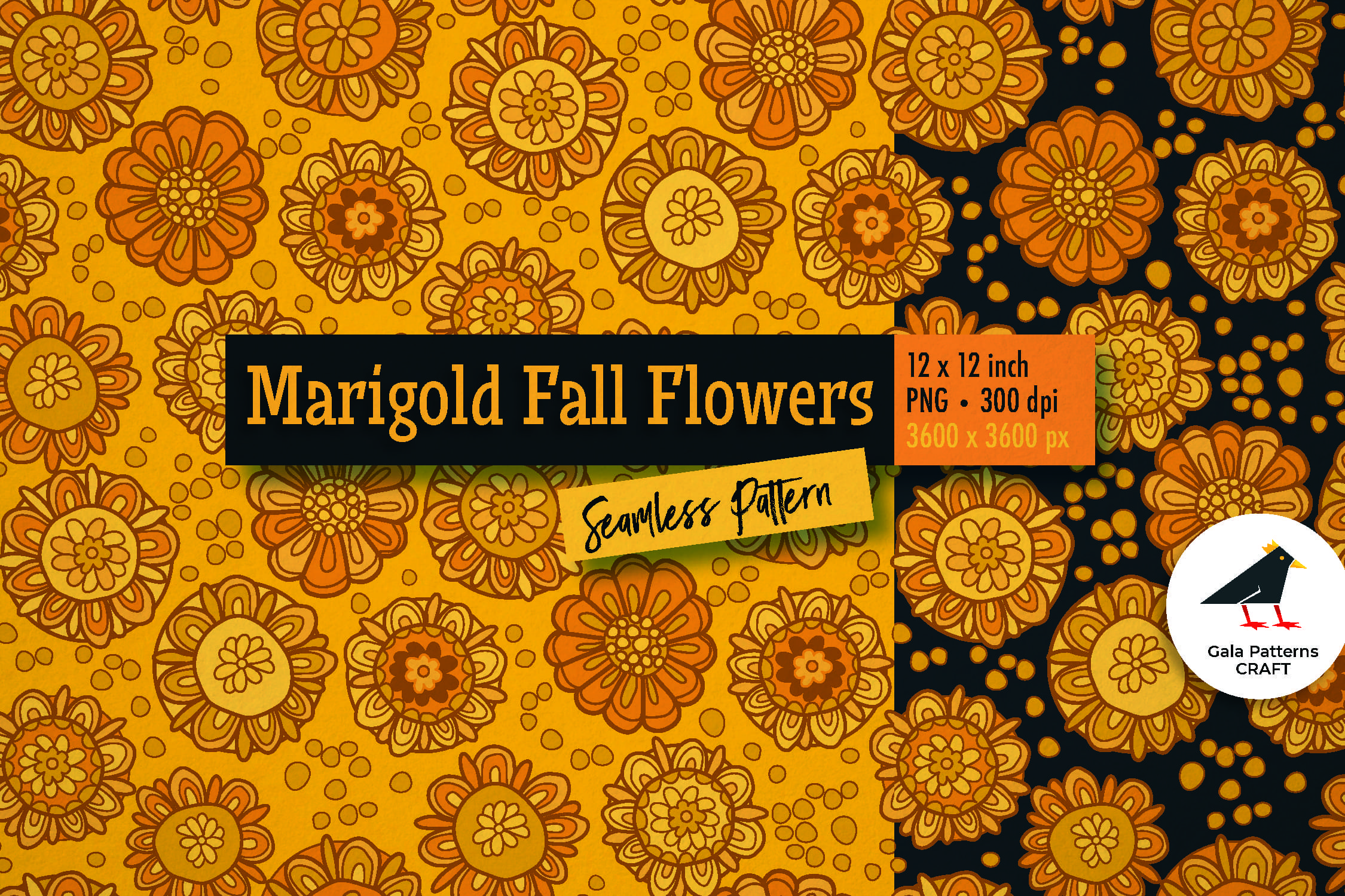 Marigold Cross Stitch Pattern Yellow Orange Red Flowers Autumn Flower ...