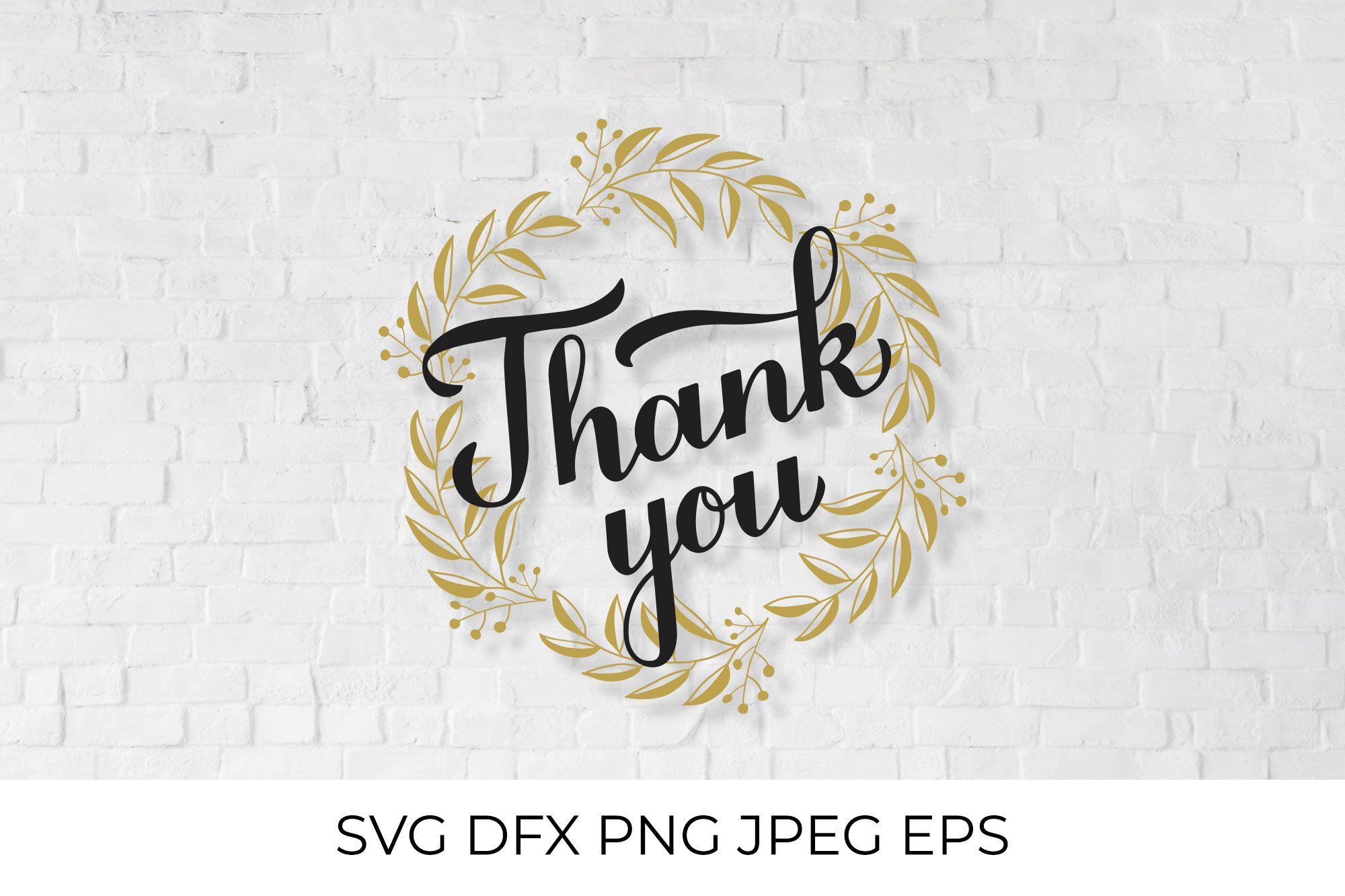 Thank you SVG. Calligraphy lettering. Gold floral wreath (1320418 ...