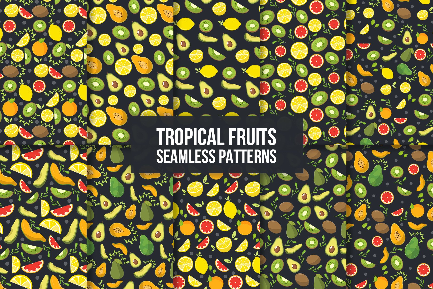 Tropical Fruits Seamless Patterns (562729) | Patterns | Design Bundles