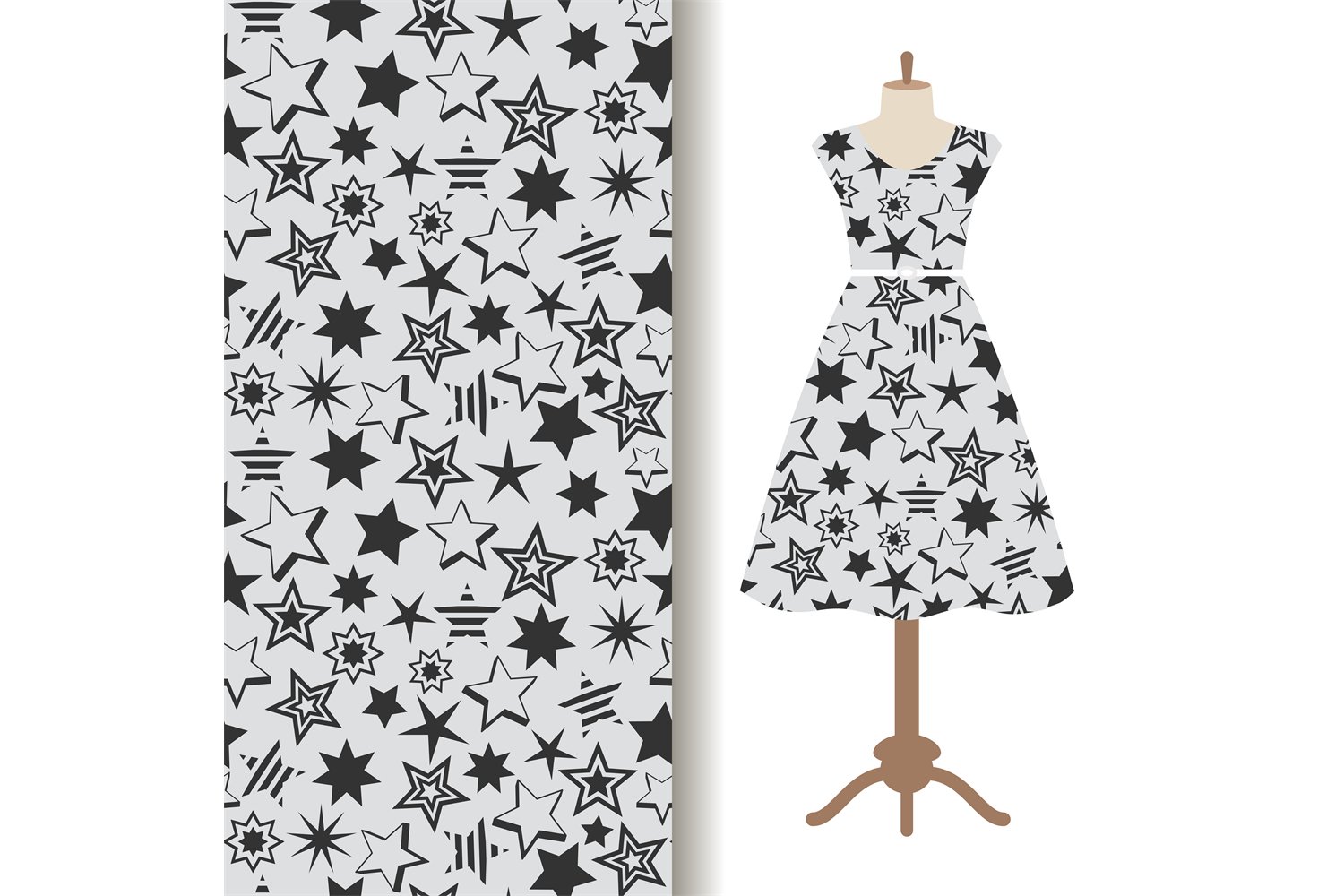 Womens dress fabric pattern with stars (862161) | Illustrations ...
