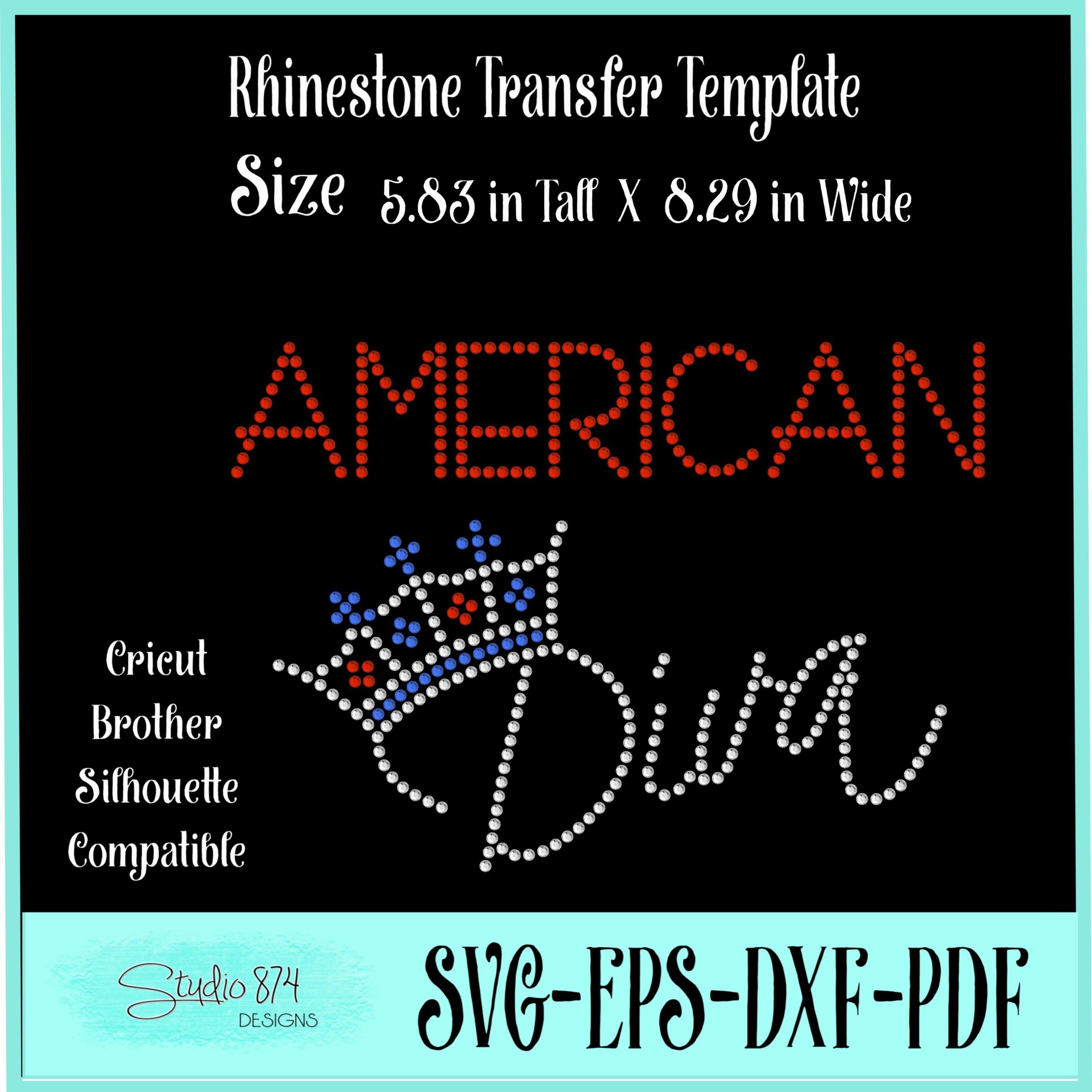 American Diva Rhinestone SVG Transfer Template R1 (367421) | Cut Files ...