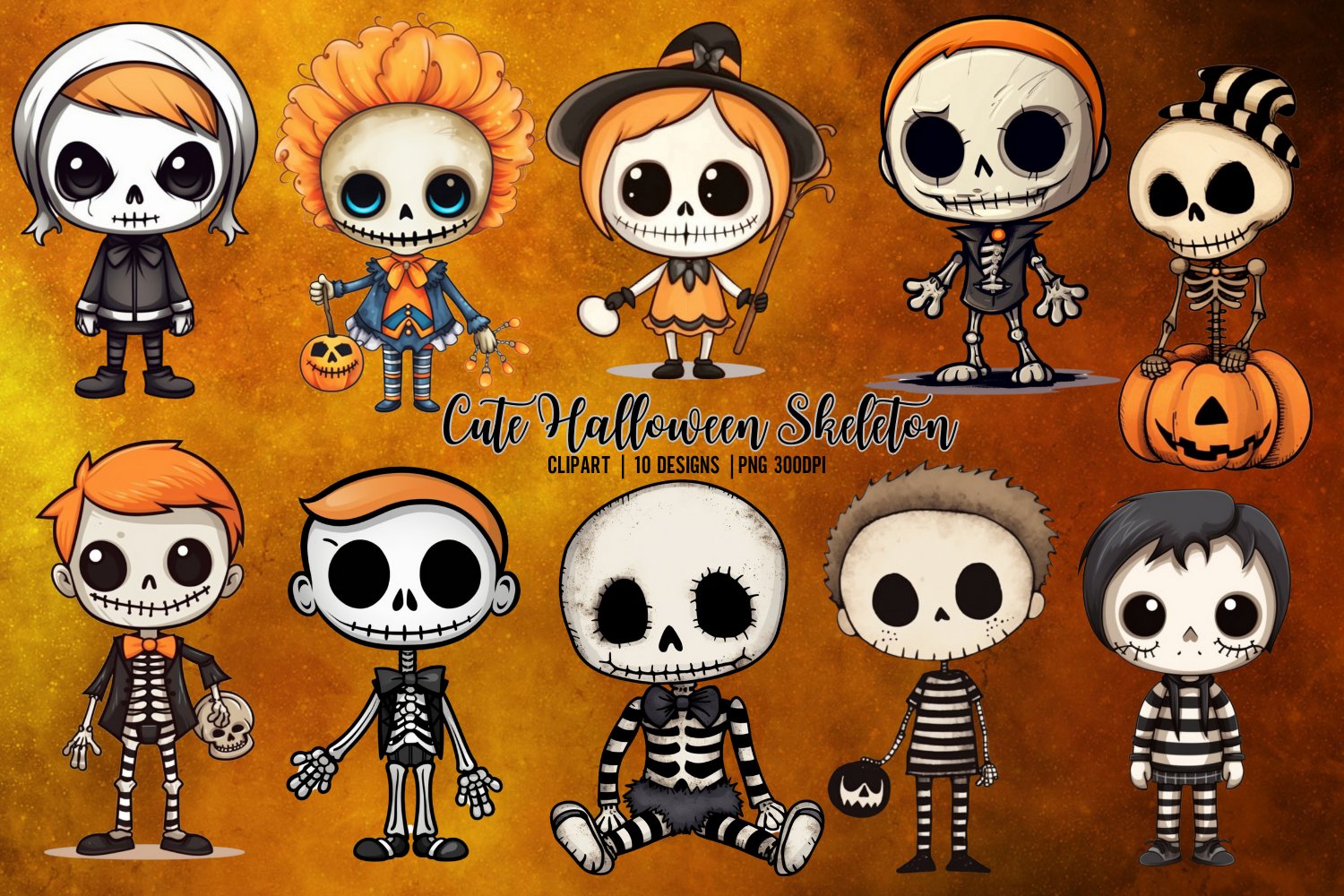 Cute Halloween Skeleton Clipart