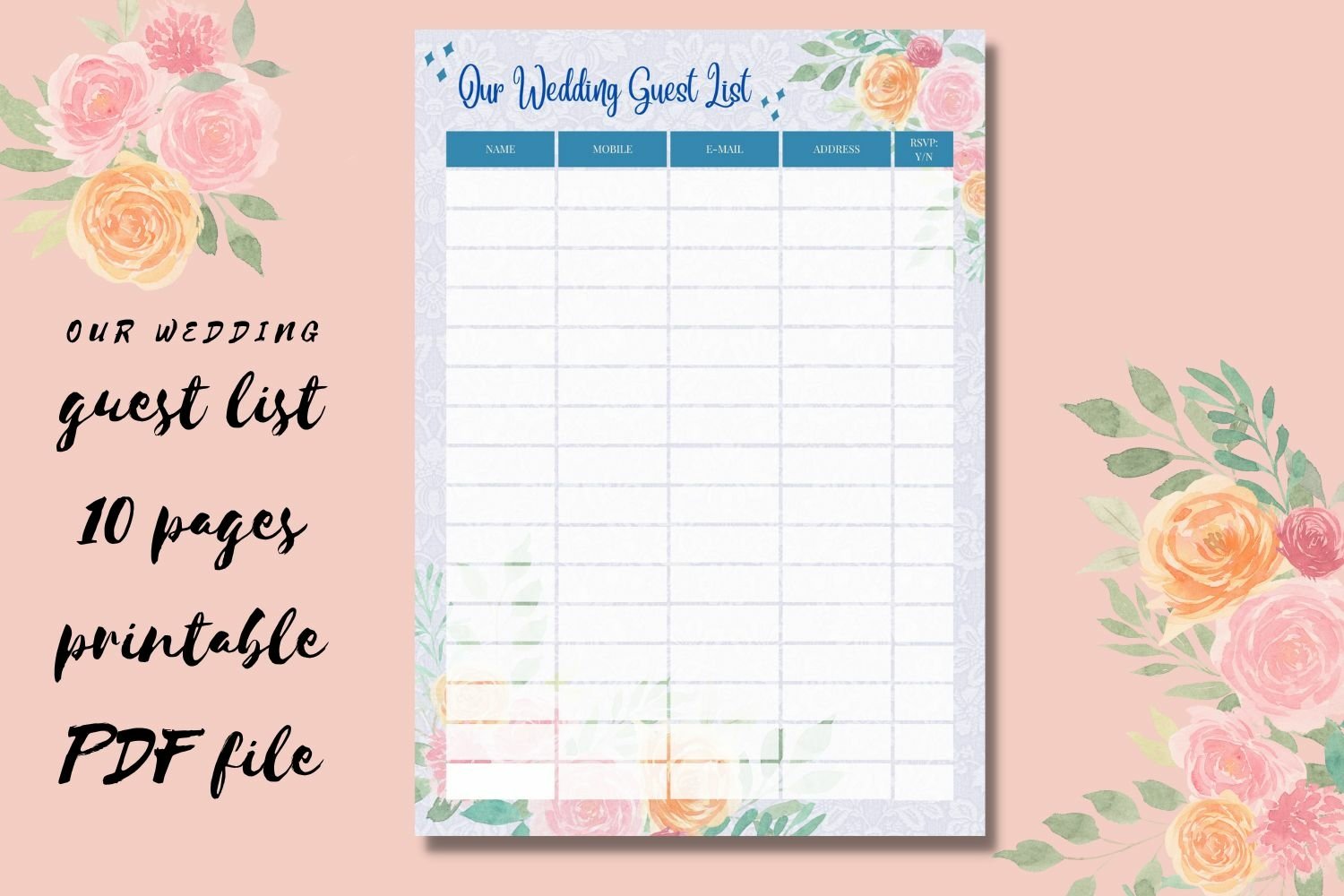 Printable Wedding Invitation List
