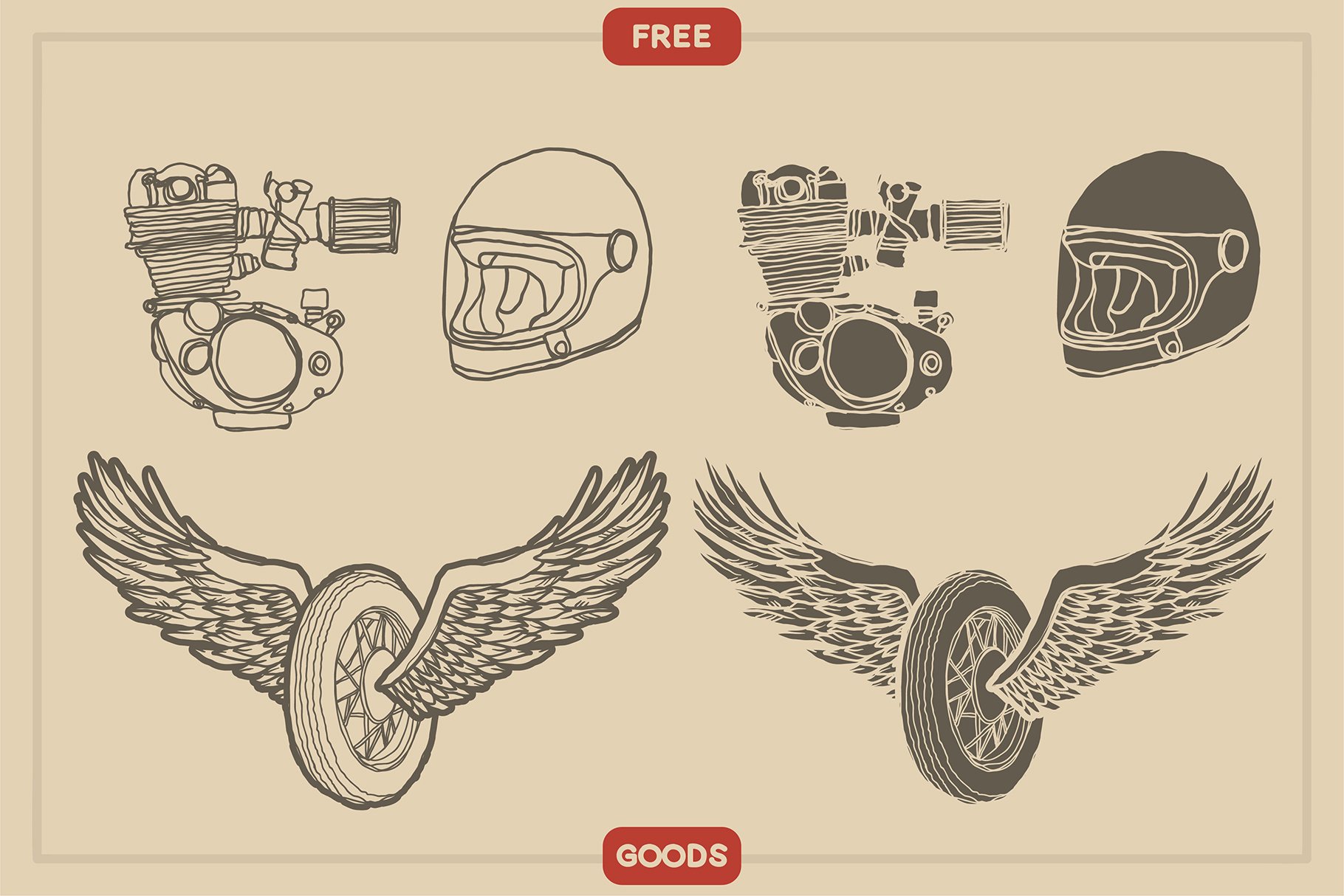 Vintage Hand-Drawn Motorcycle Vol.3 (300797) | Illustrations | Design ...