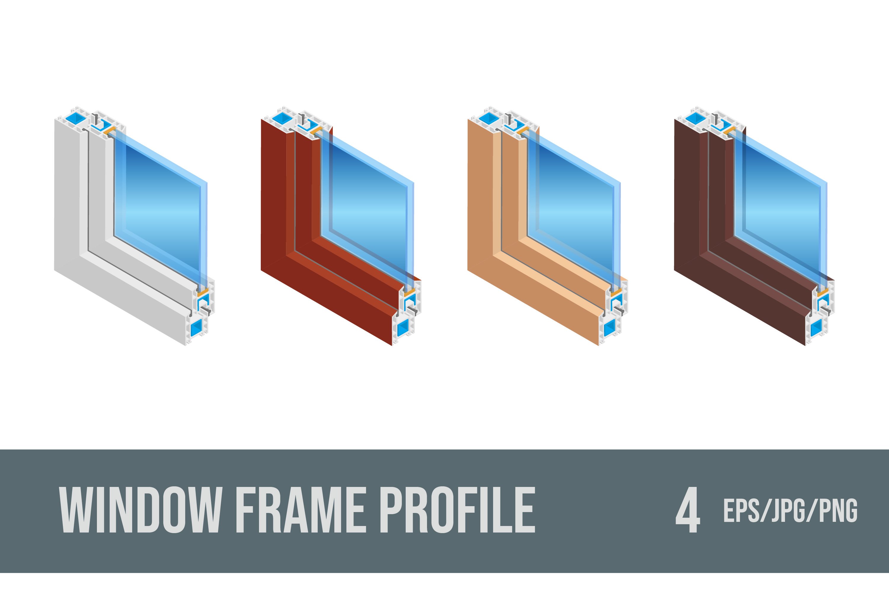 Set of vector illustrations plastic window frame (1253636)