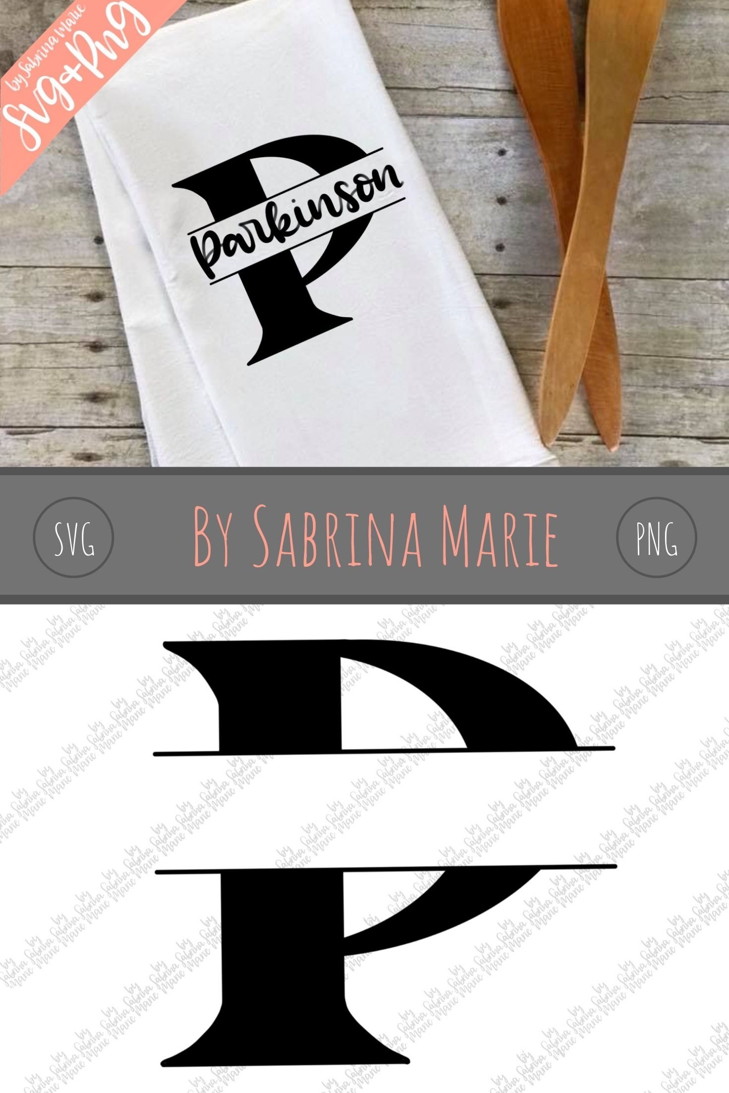 Split Monogram P - Handdrawn - SVG/PNG (348164) | Cut Files | Design ...