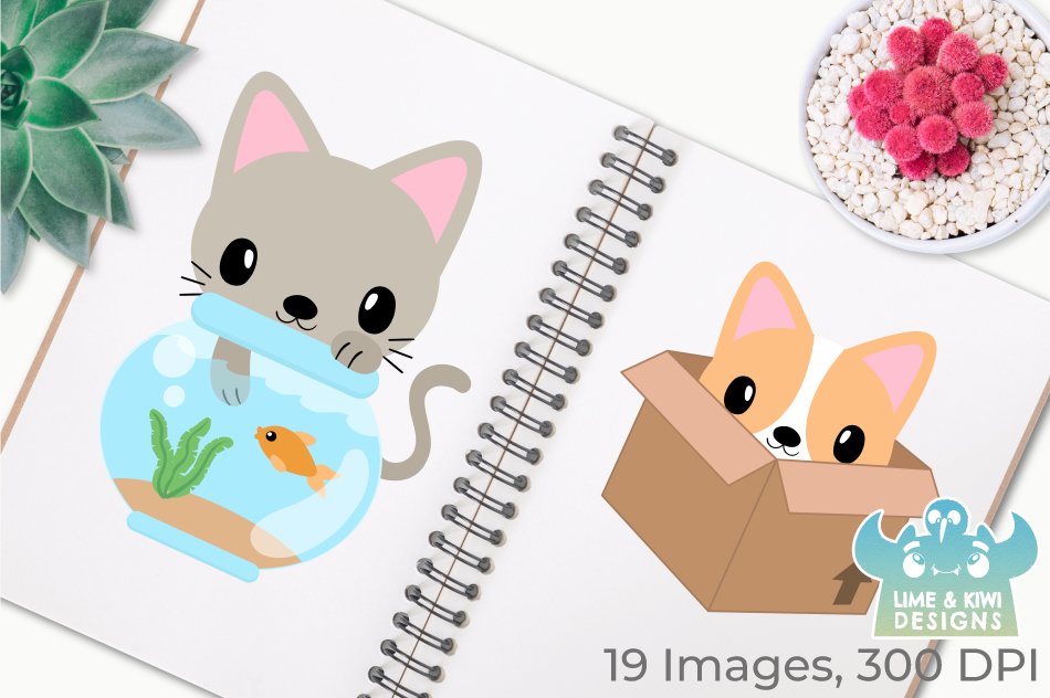 Cute Cats Clipart, Instant Download Vector Art (359232) | Illustrations ...
