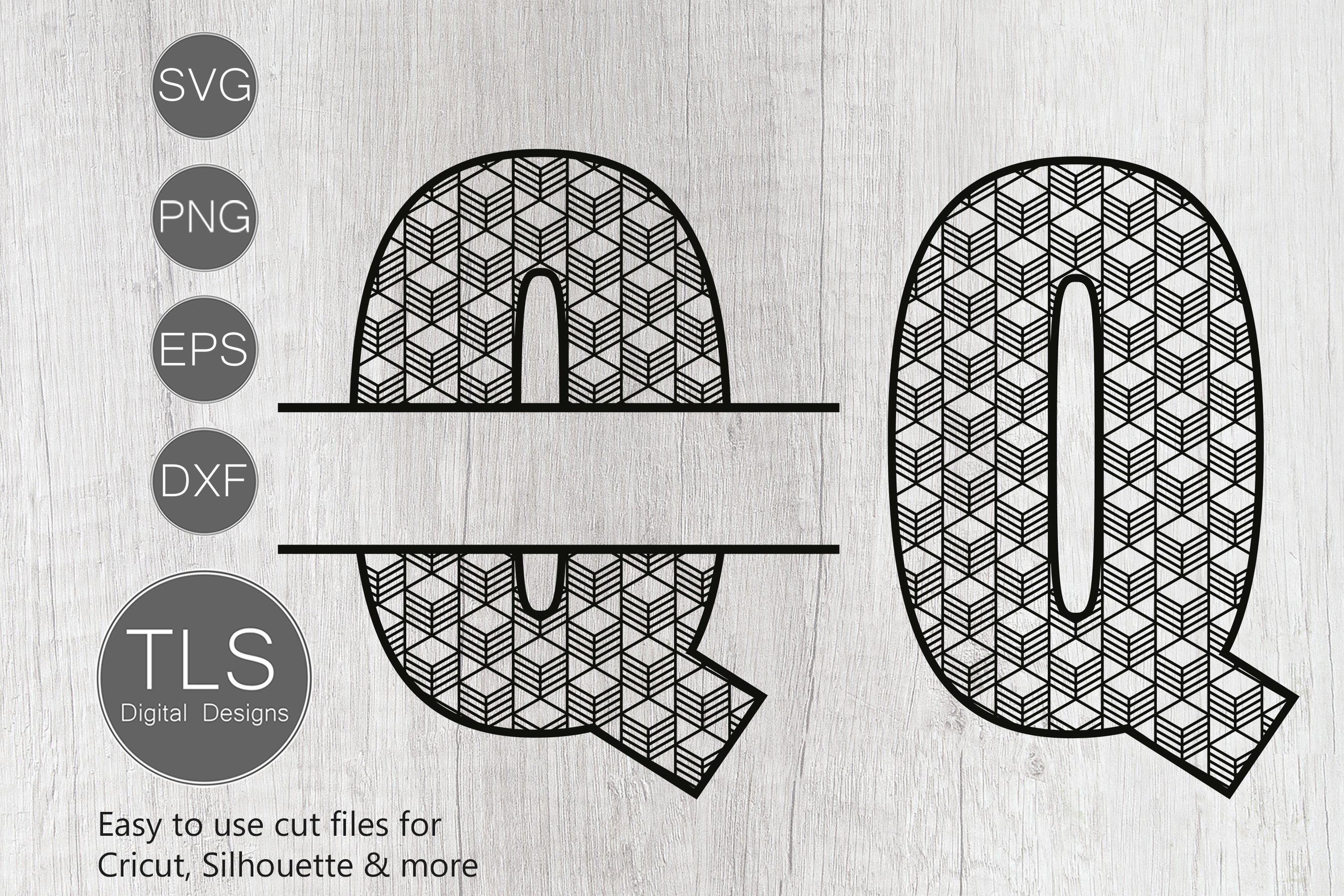 Split monogram letter Q SVG, Geometric Letter Q SVG (384344) | Cut ...