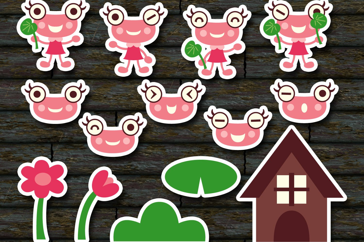 Cute pink frog design graphic illustration (83628) | Illustrations ...