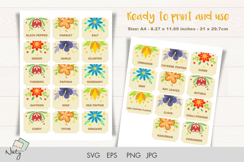 Labels for 26 spices and condiments. Ready to print and use. (1145575 ...