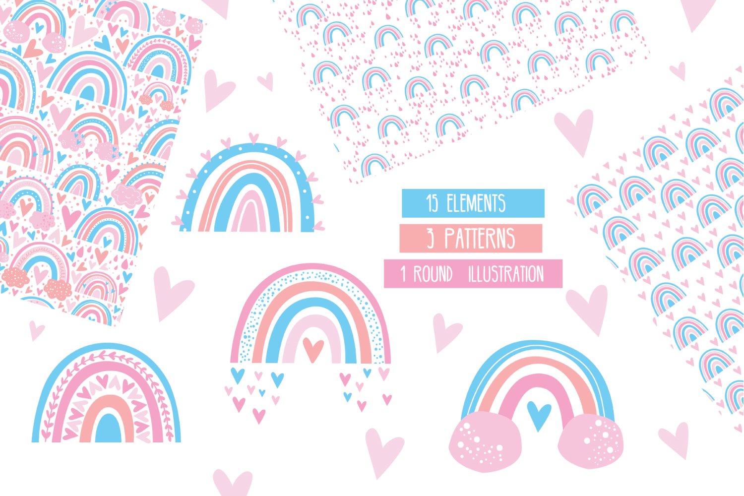 pink Rainbow clipart , cute modern Rainbow (697906) | Illustrations ...