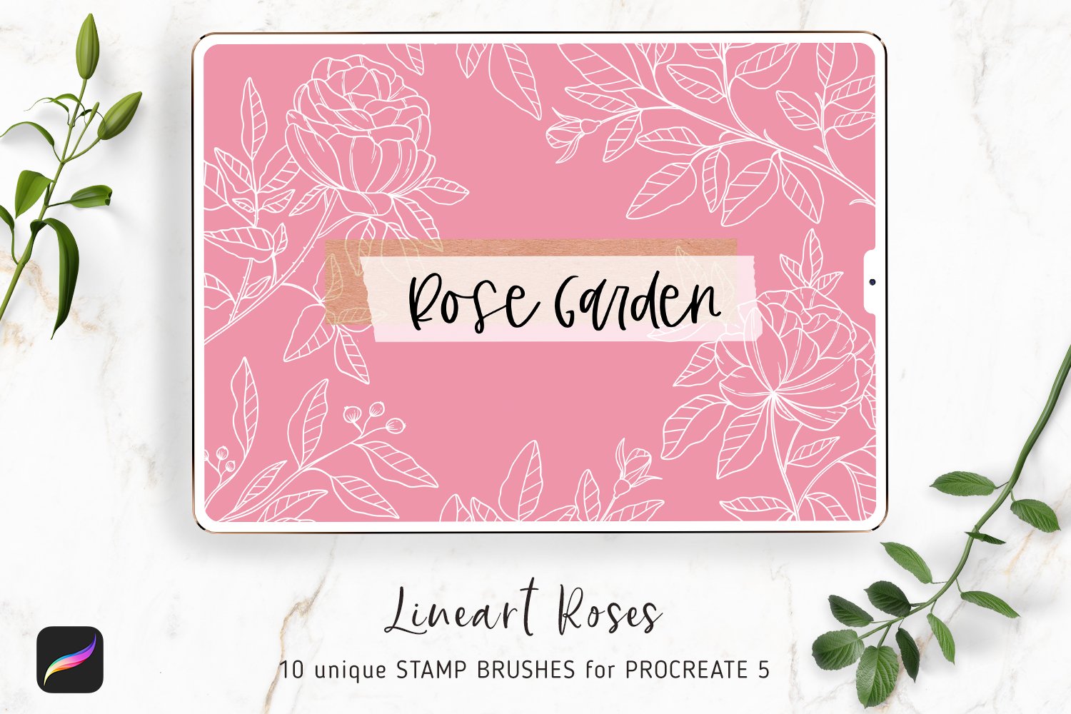 Procreate Rose Stamp Brushes. 10 unique designs (1350631) | Procreate ...