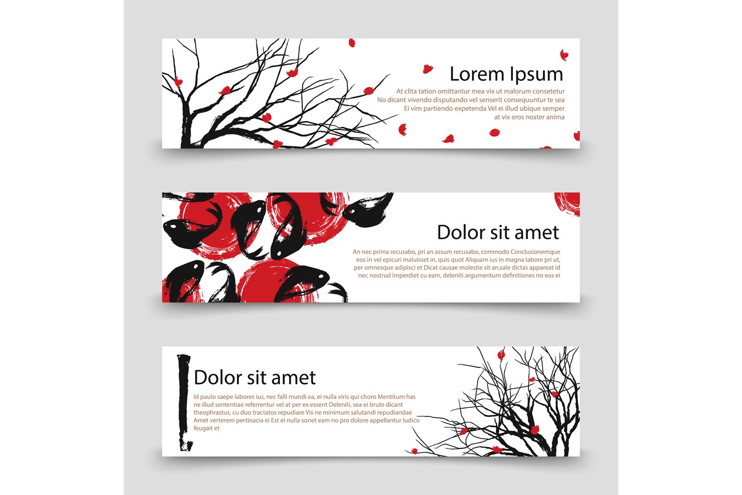 Japanese banner templates. Asian banners with vector sakura (910863 ...