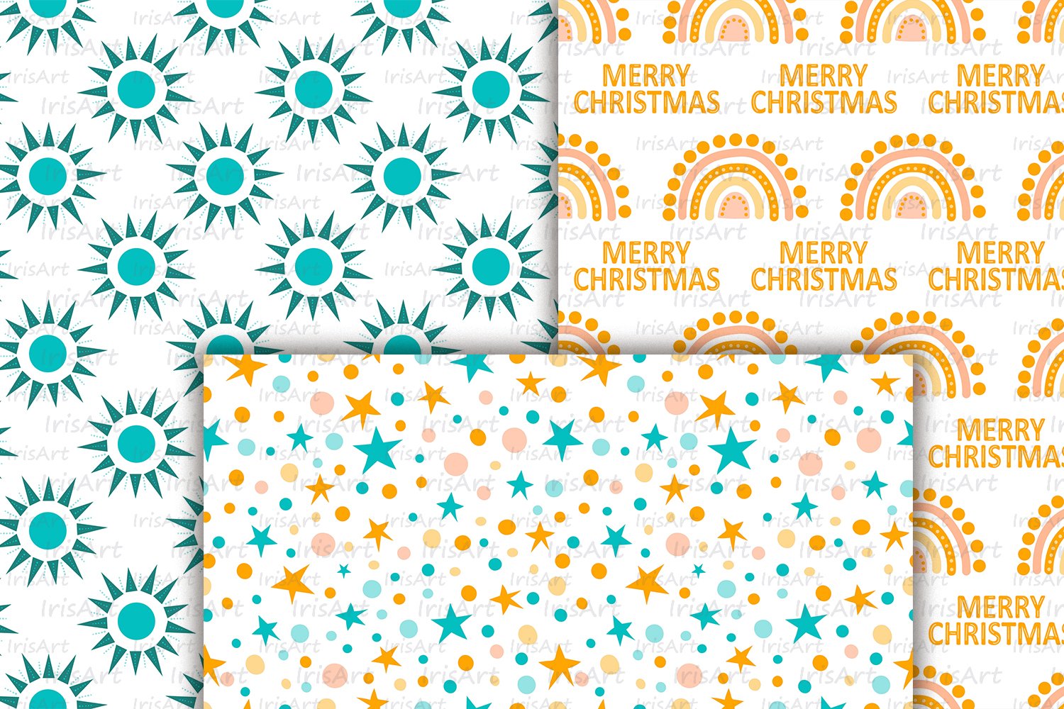 Modern Christmas Digital Paper Pack - Boho Winter Art (951951 ...