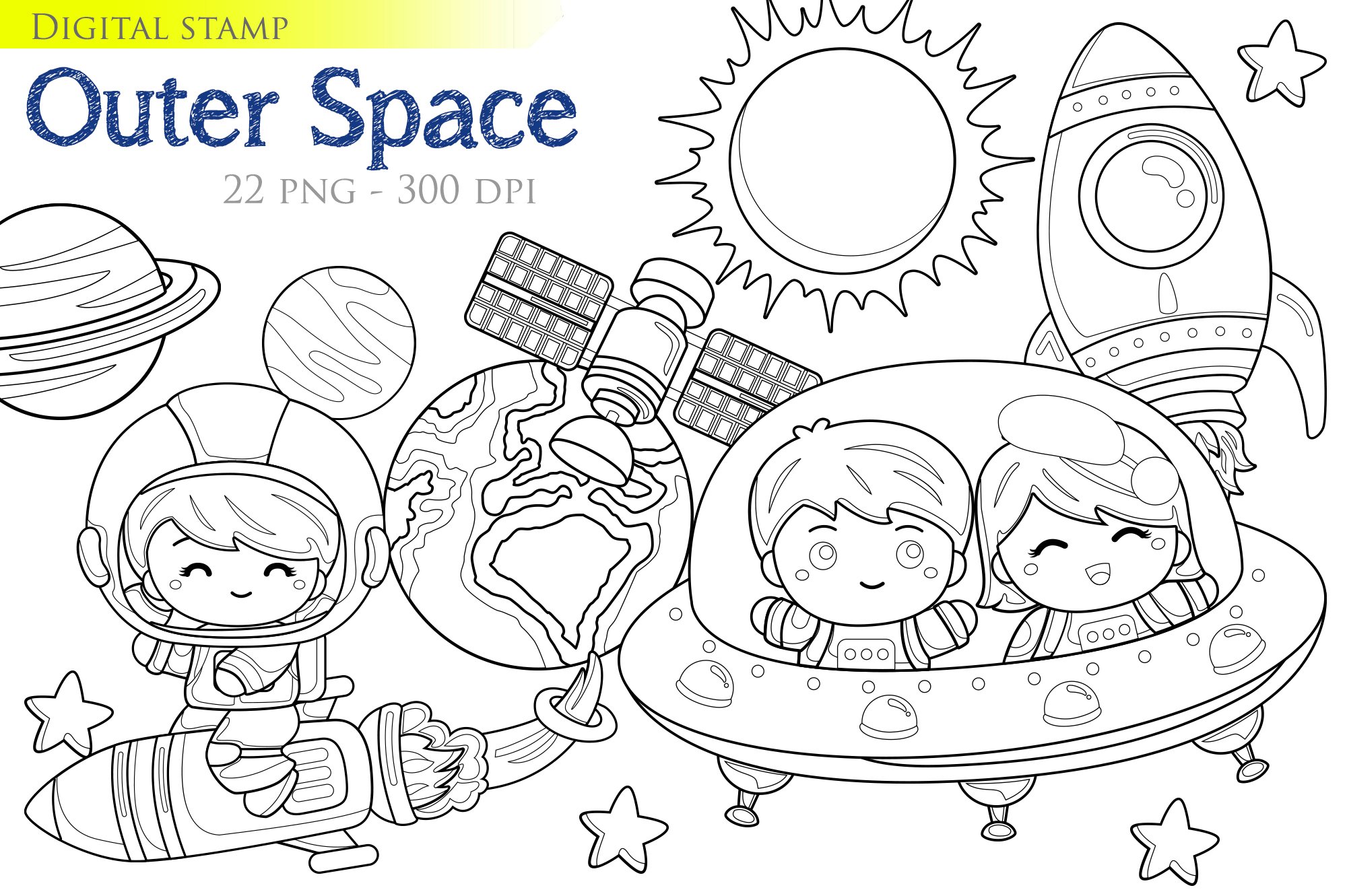 Astronaut In Space Clipart Black And White