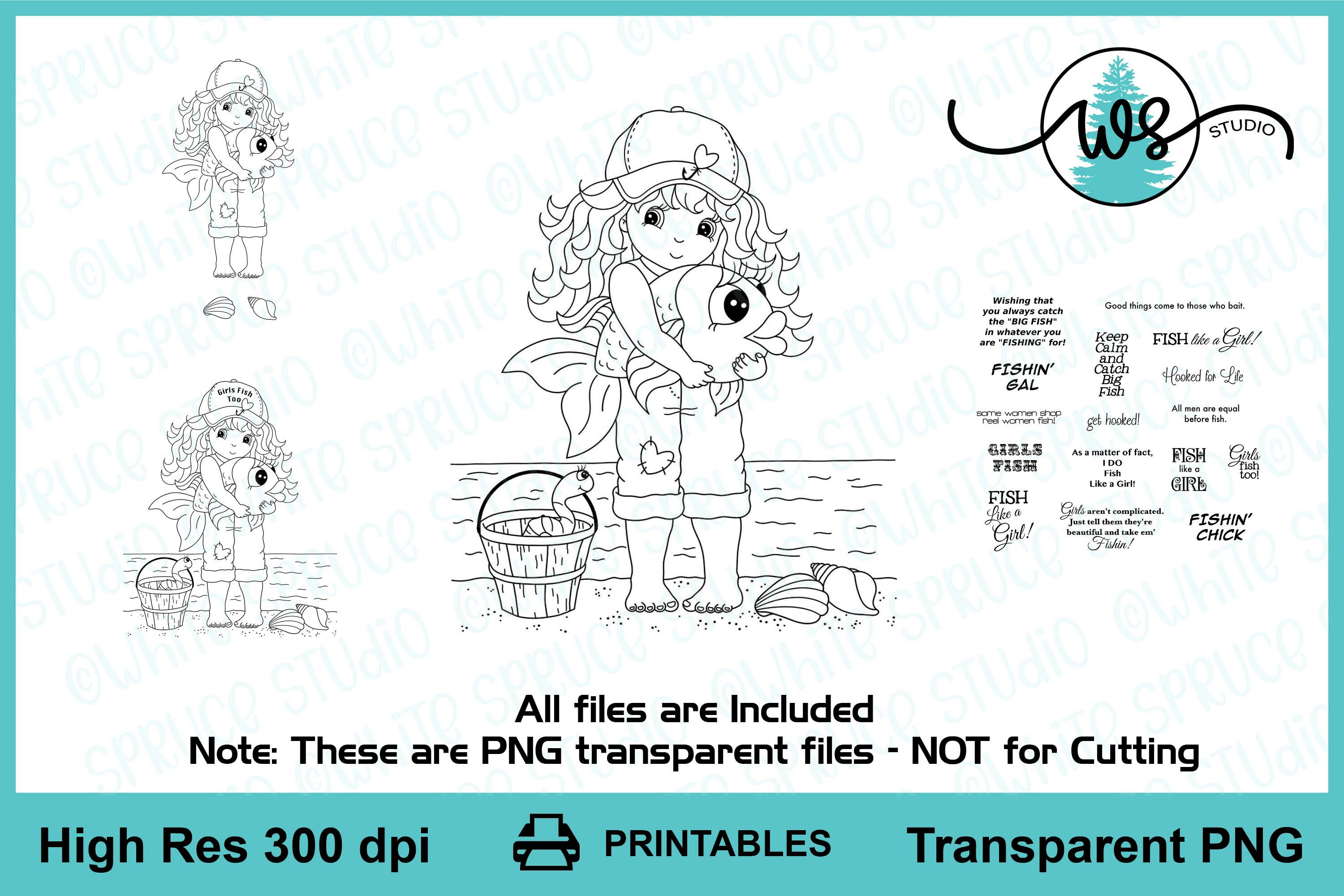 Girl Fishing Coloring Page