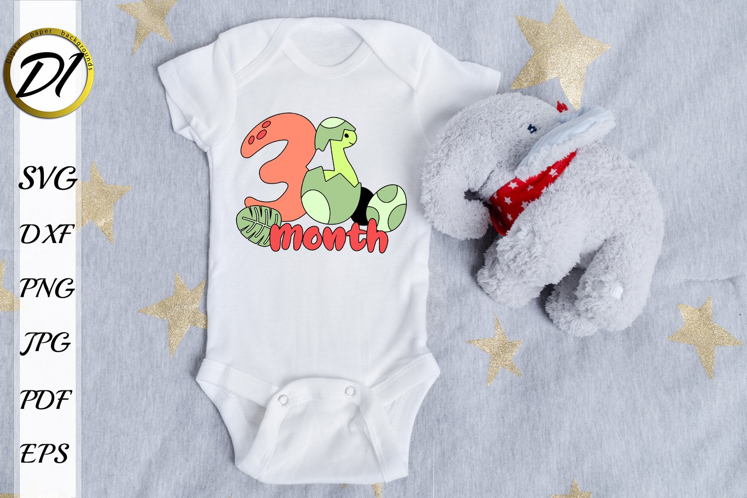 Dinosaur - Birthday Baby Milestones | Three Months svg (1817867) | SVGs ...