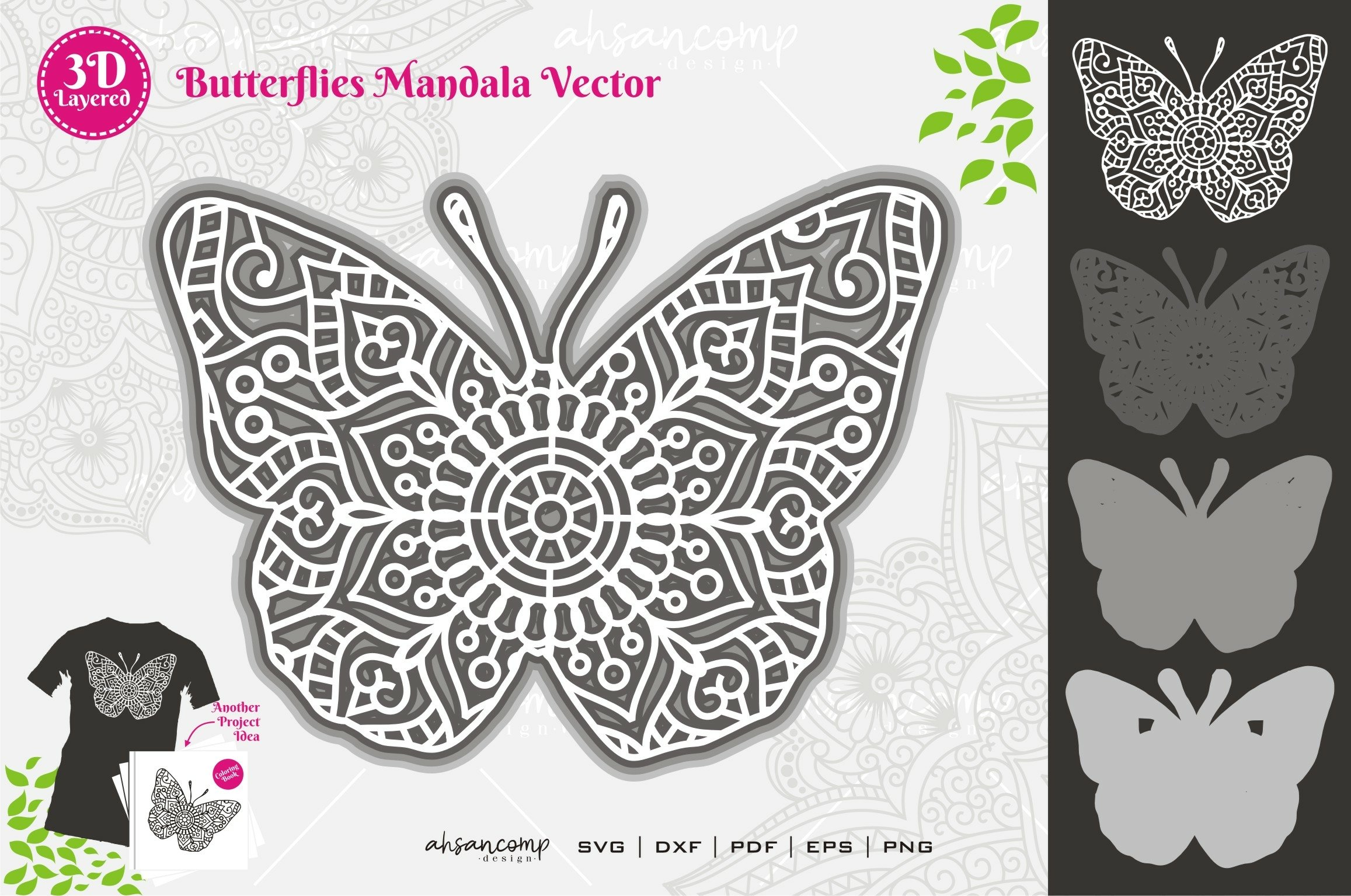 Butterflies #9 Mandala SVG 3D Layered (1374436) | SVGs | Design Bundles