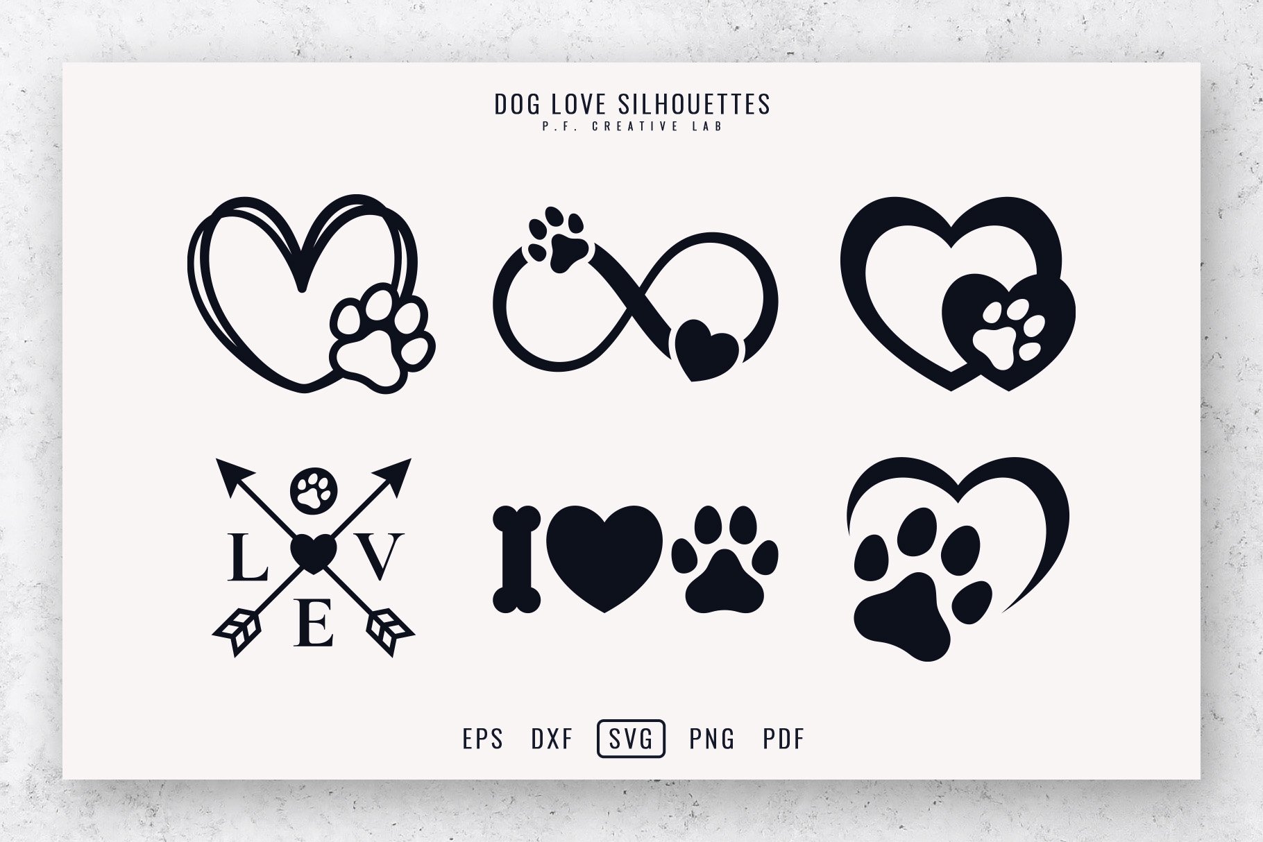 Dog SVG Paw Prints Silhouettes Pet Love SVG Bundle (2152309) | Laser ...