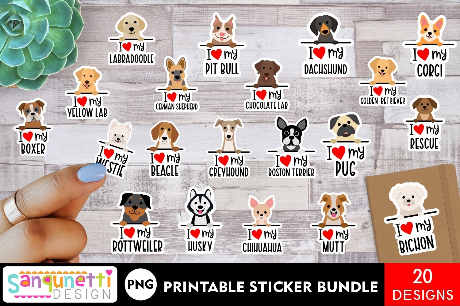Paper & Party Supplies Stickers, Labels & Tags Dog Lover Sticker Bundle ...