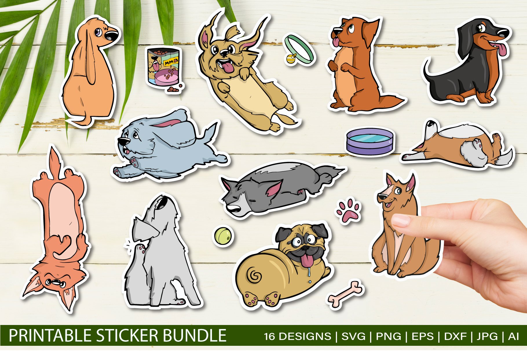 Funny Dogs bundle/ Printable Stickers (1394704) | Stickers | Design Bundles