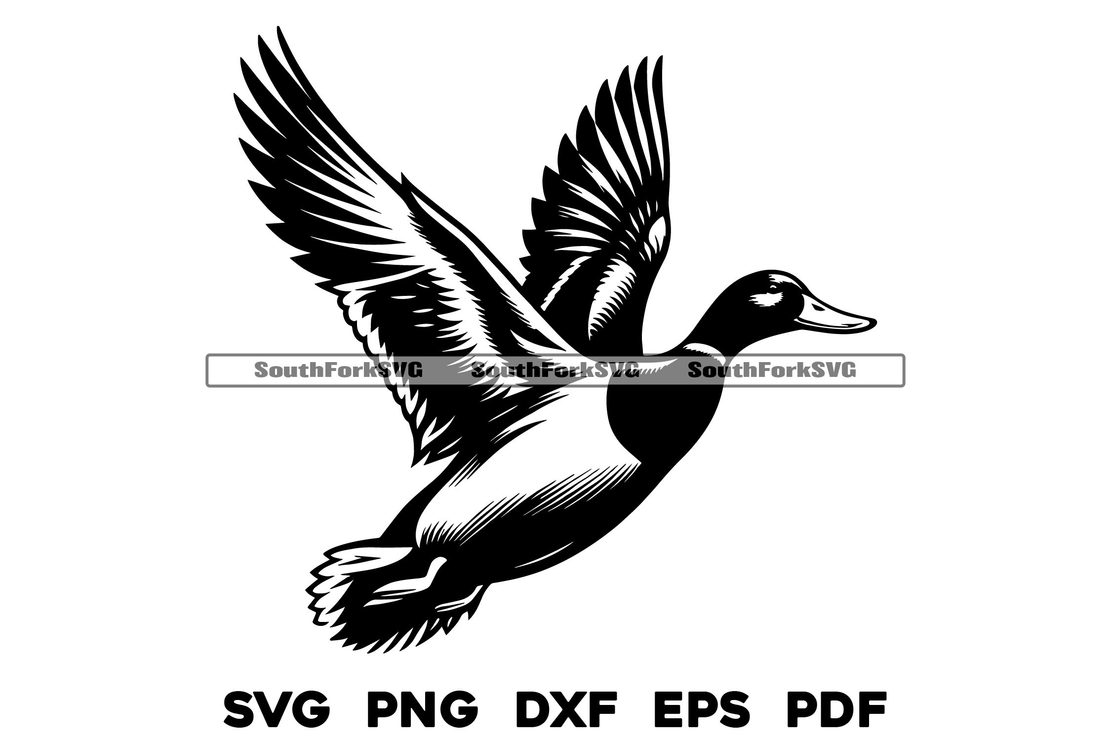 Flying Mallard Duck Outline