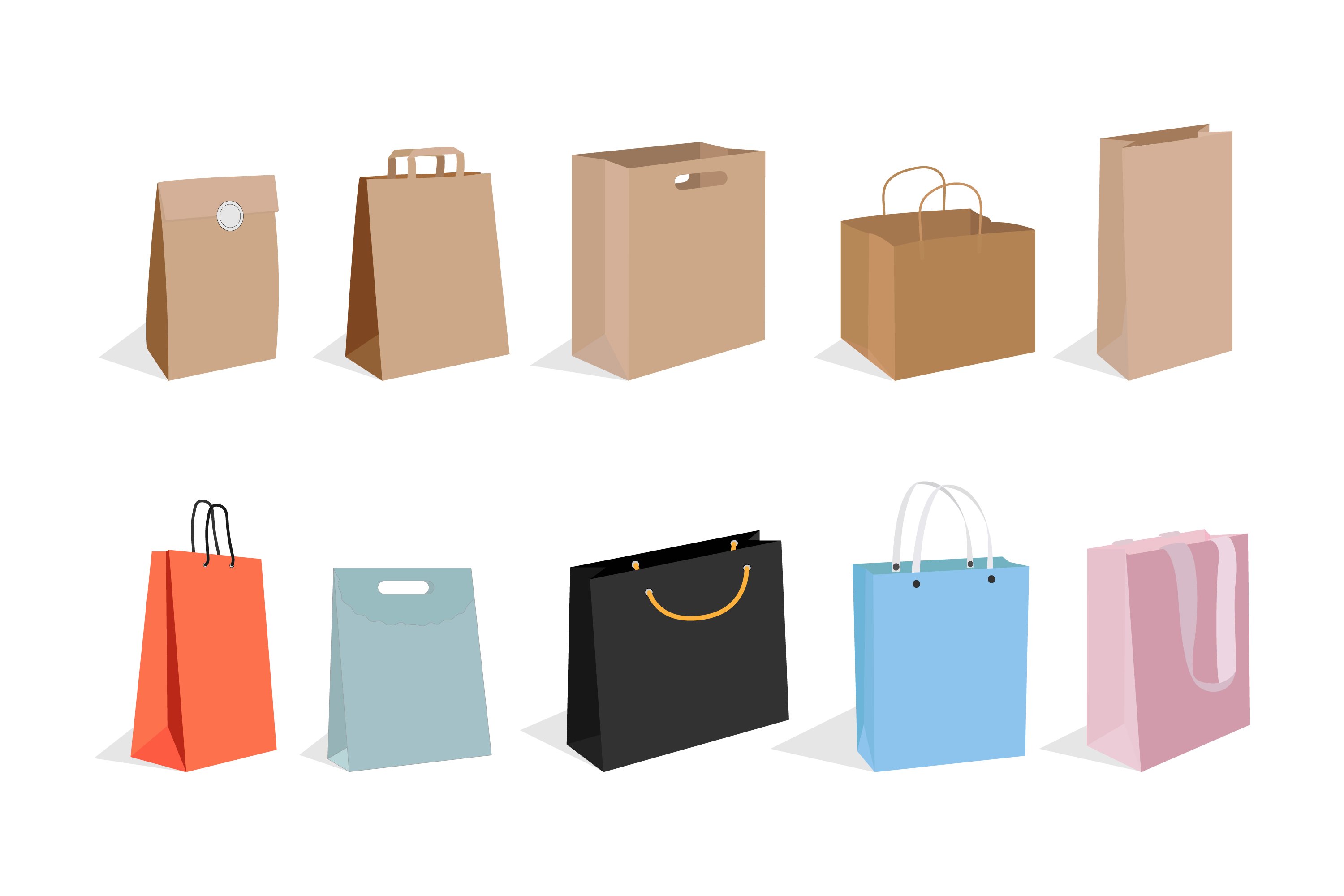 realistic paper bag colletion (1282315) | Illustrations | Design Bundles