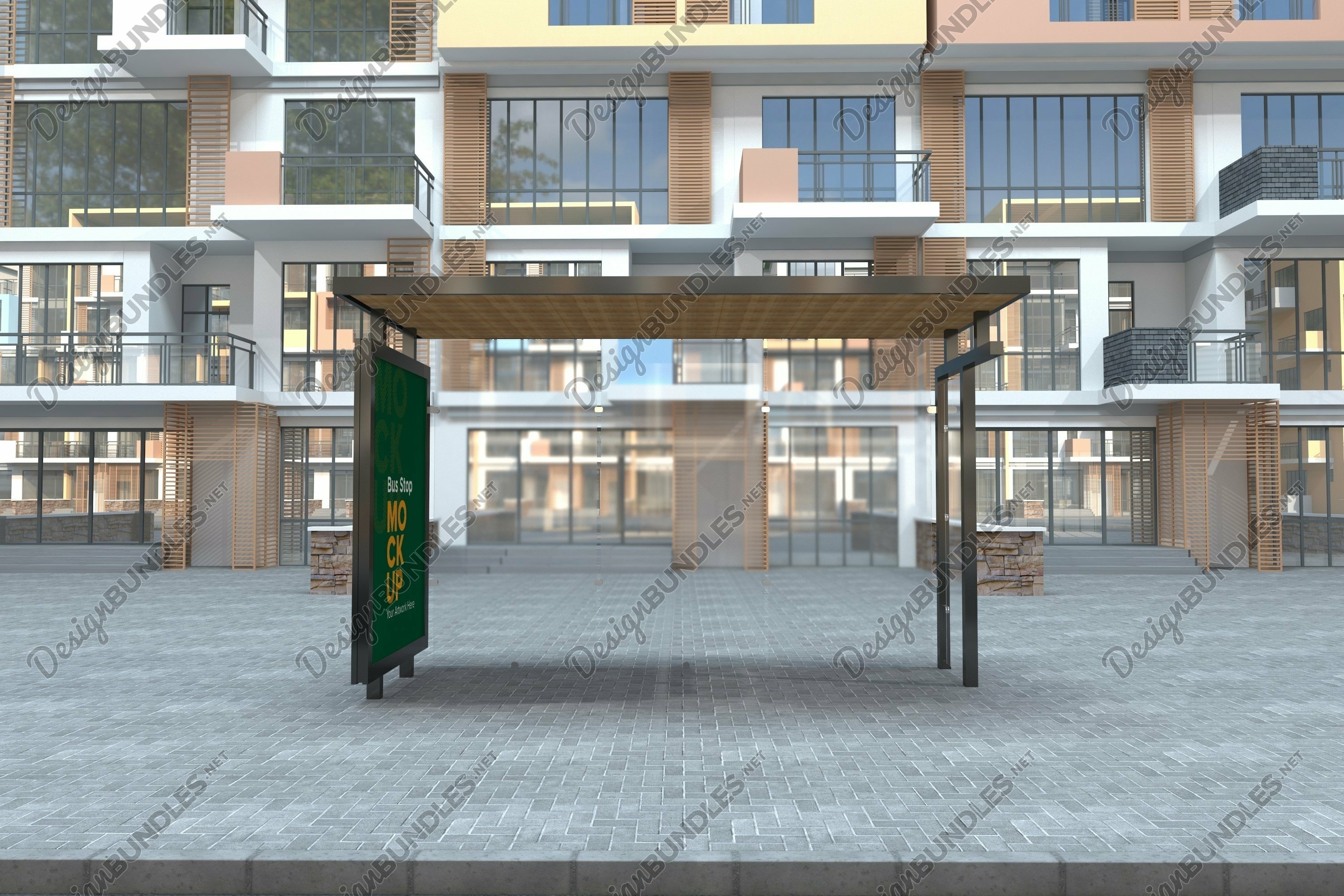 Evening View Bus Stop Signage Mockup (1847813) | Branding | Design Bundles