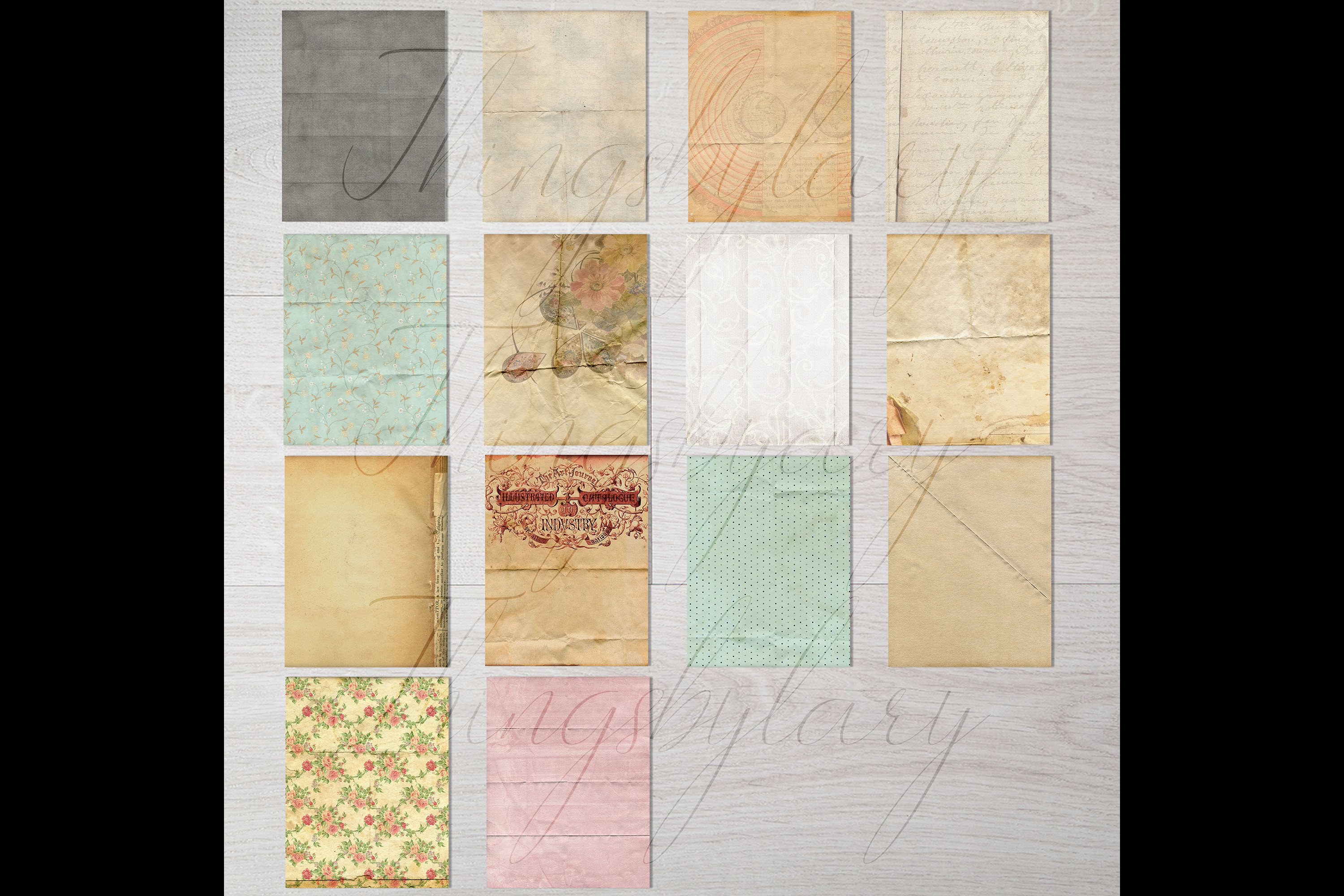 30 Folded Crumpled Antique Vintage Old Digital Papers 8.5x11 (541454 ...