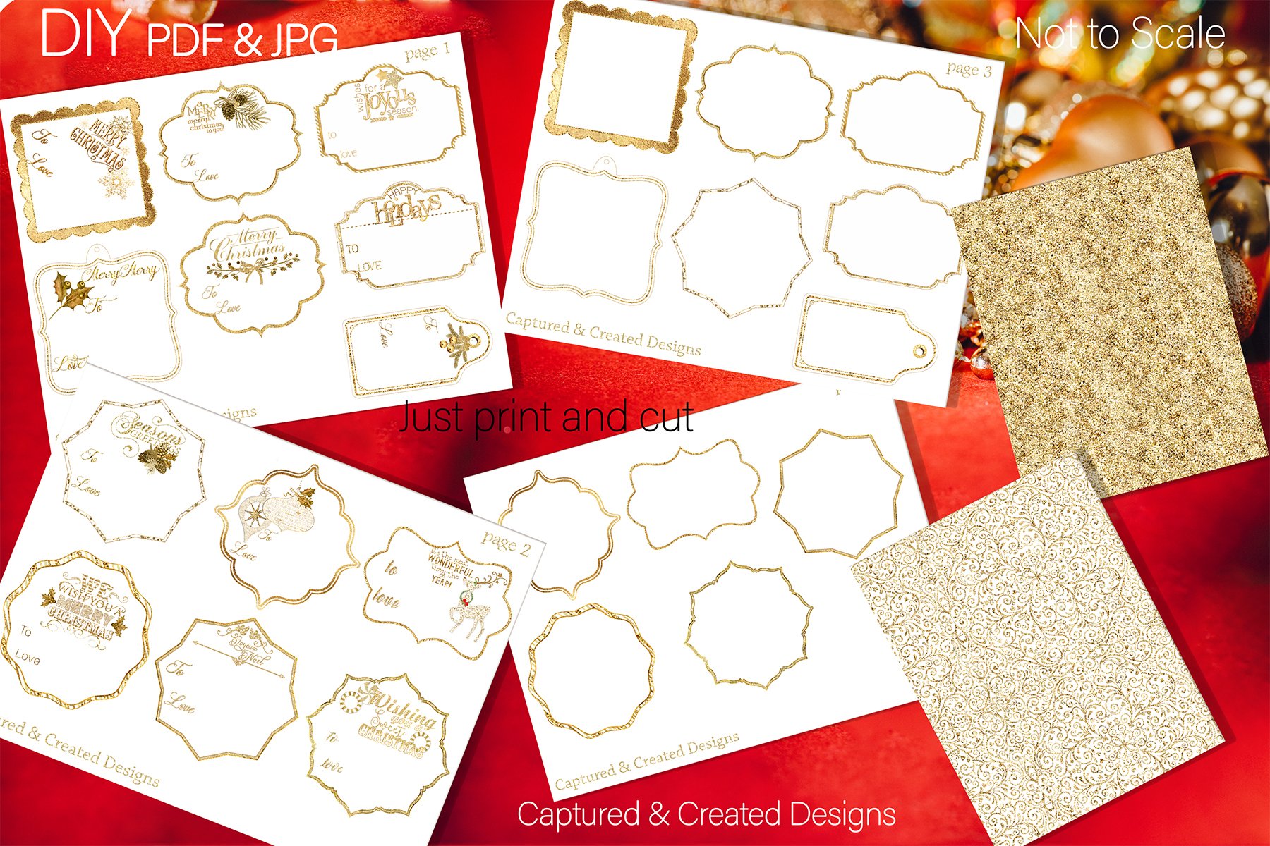 DIY 25 Christmas Glitter & Gold Gift Tags, (103765) | Objects | Design ...