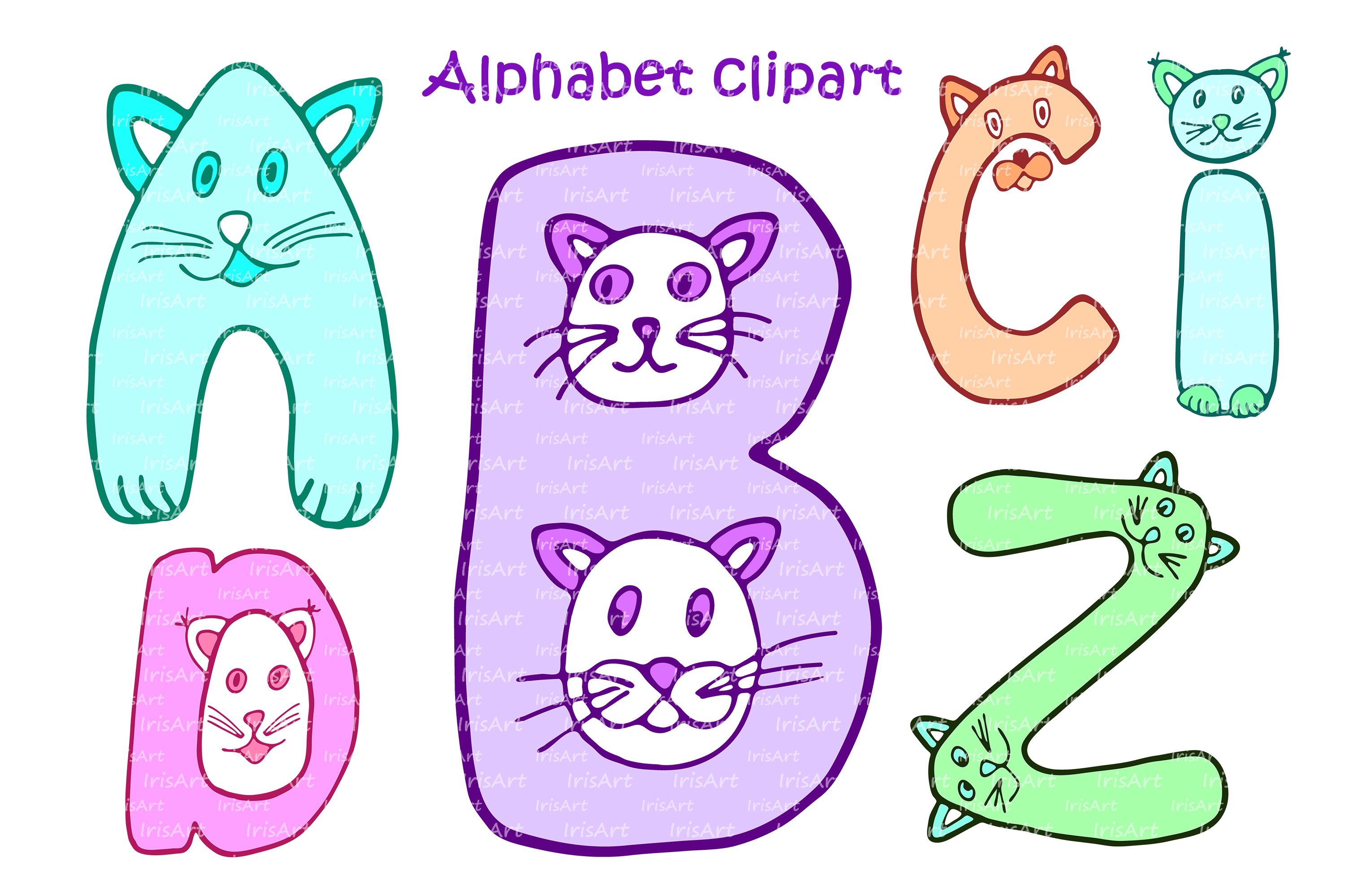 Cats alphabet clipart - letters and numbers PNG, AI, EPS (468318 ...
