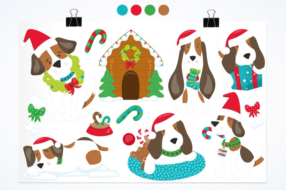 Christmas dogs and pets Graphics and illustrations