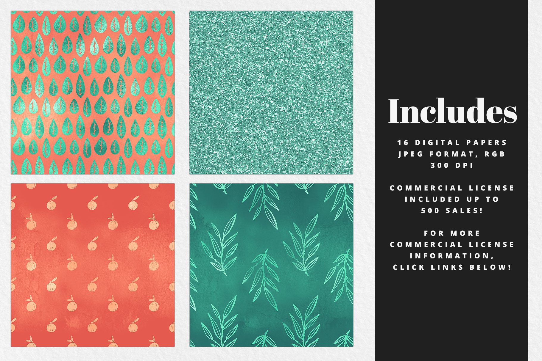 Peach & Mint Digital Paper Pack