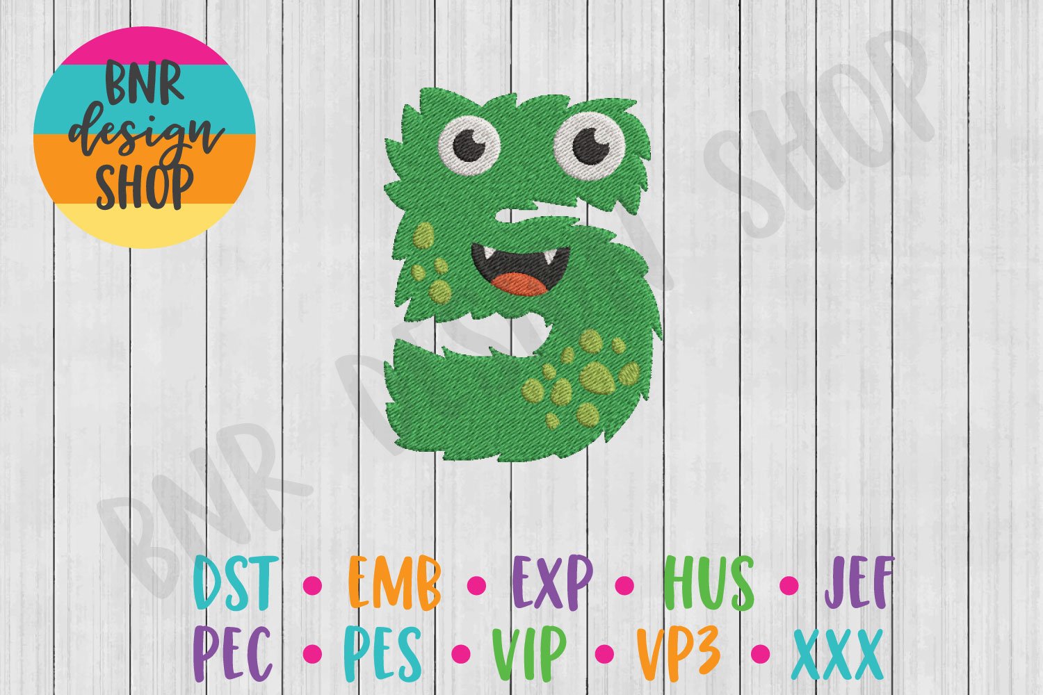 Monster Machine Embroidery Design, Five Embroidery