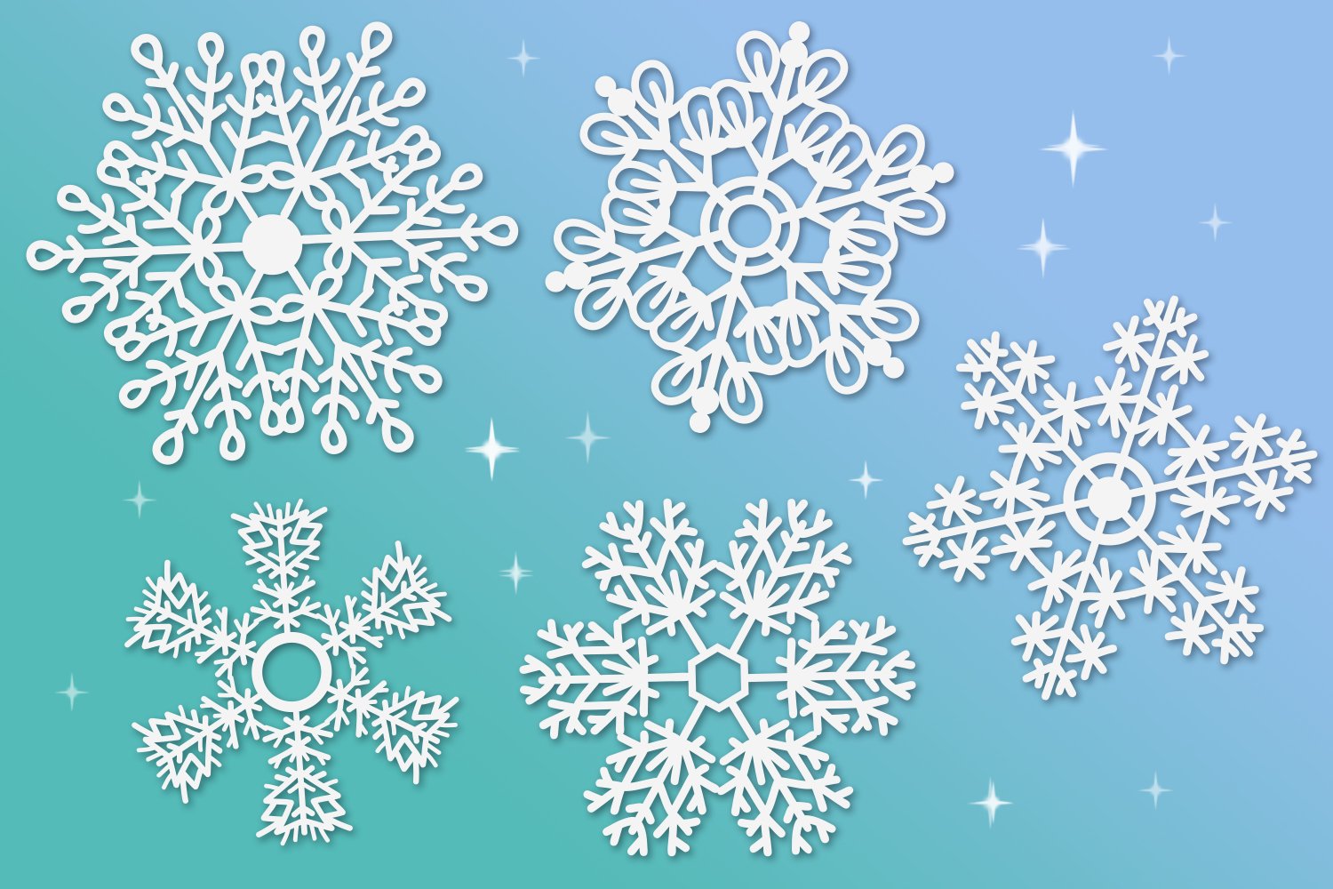 Papercut Snowflakes Bundle - 15 SVG cut files