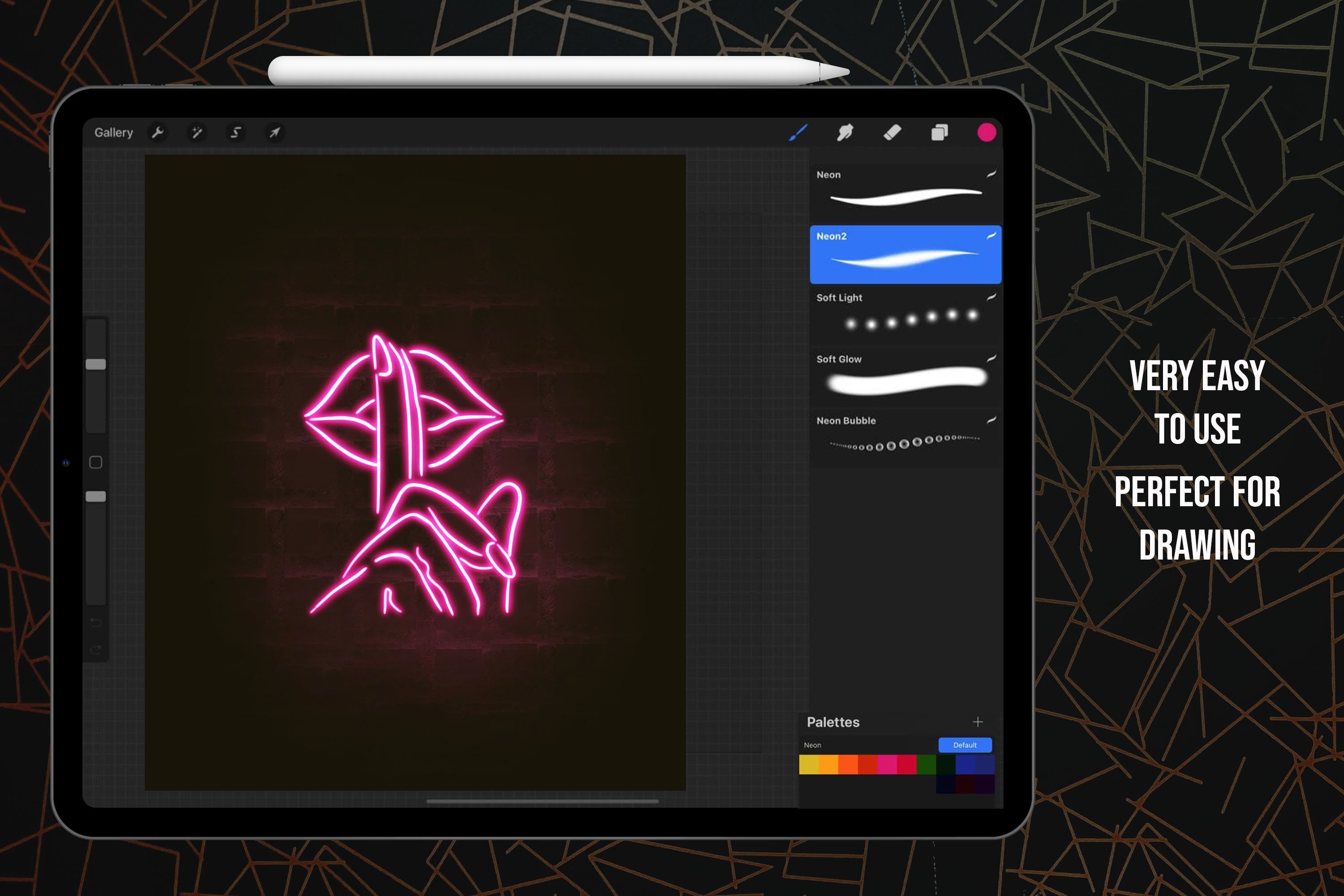 5 Procreate Neon brushes, neon swatches (990500) | Procreate | Design Bundles