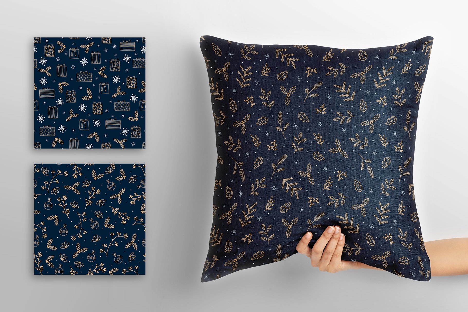 Minimalistic dark christmas pattern. Digital paper for gift. (1049877 ...