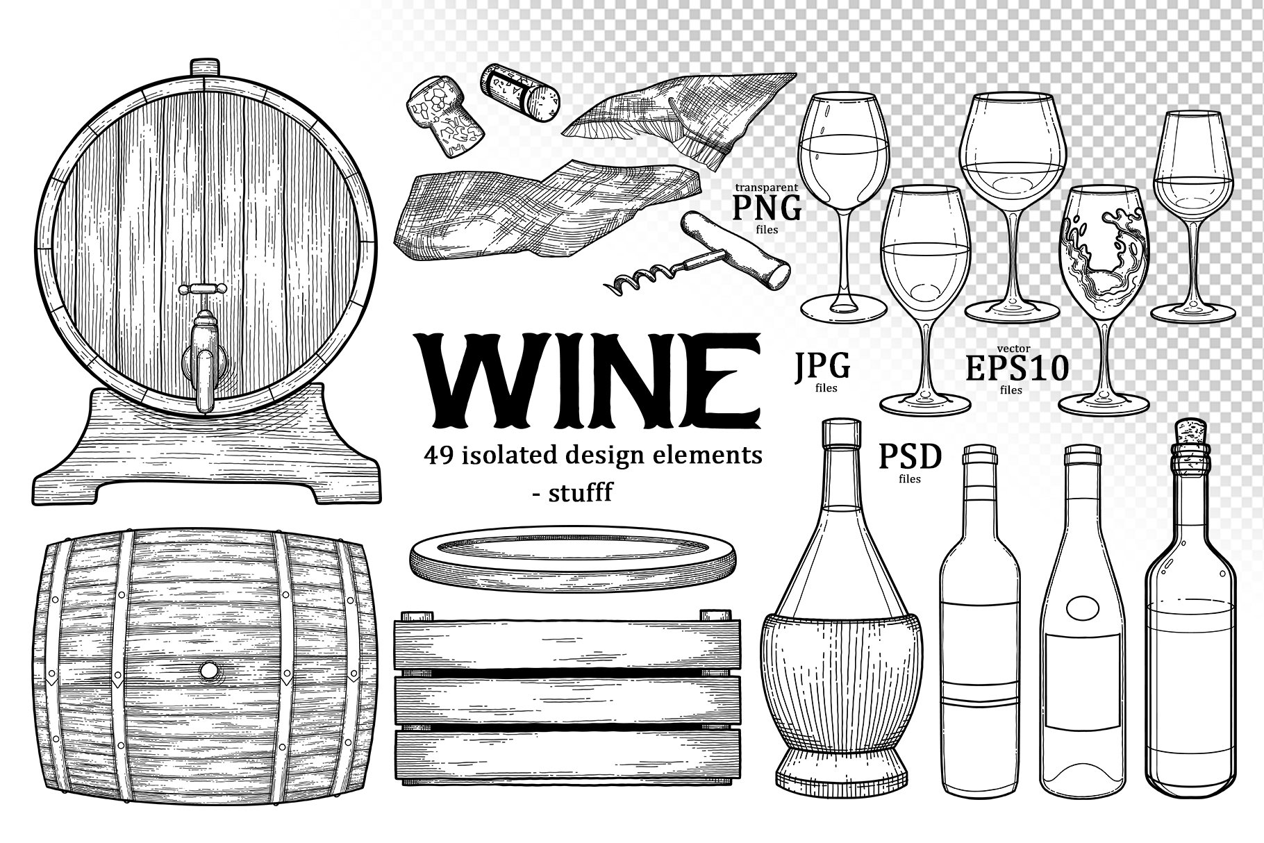Graphic wine (717240) | Illustrations | Design Bundles