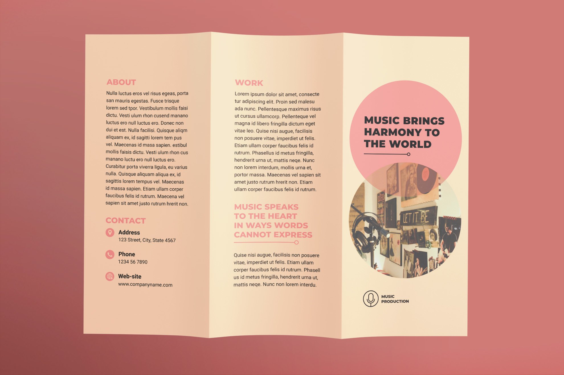 Music Production Brochure Trifold (443091) | Brochures | Design Bundles