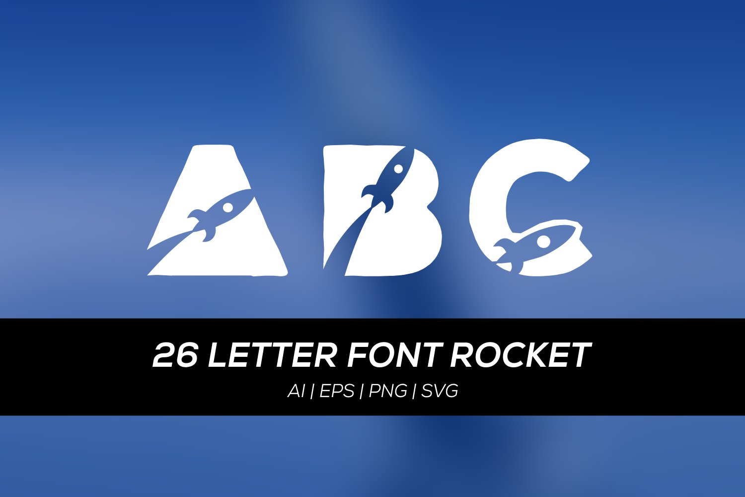 26 letter font with rocket (55045) | Illustrations | Design Bundles