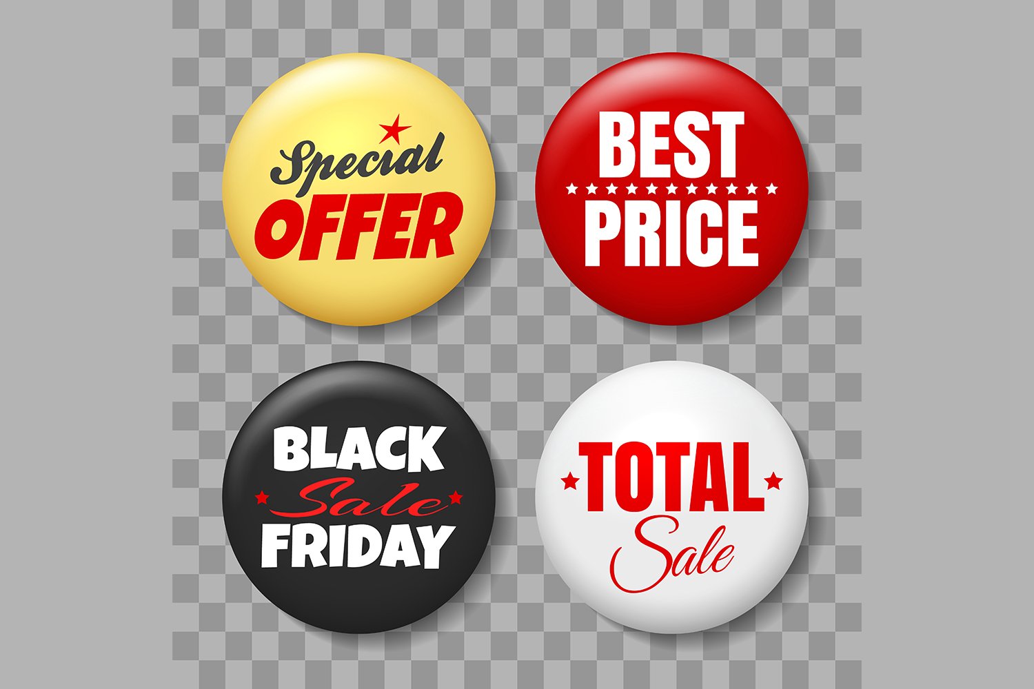 Sale Button Badges Set on Transparent Background (1251111) | Vectors ...