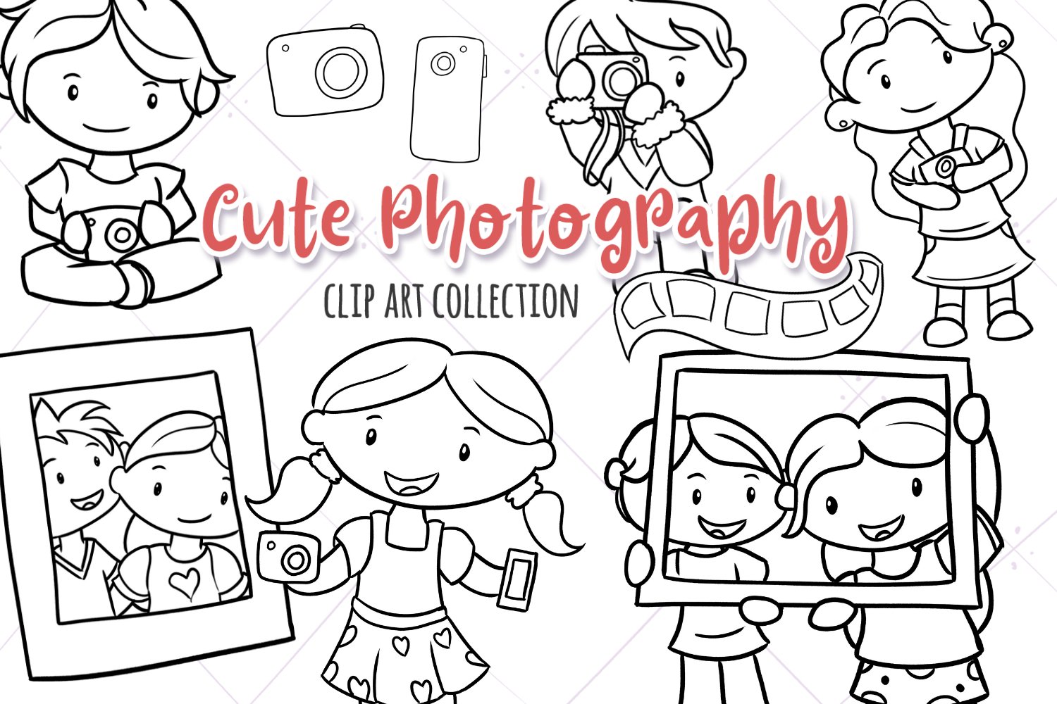 Cute Photography Digital Stamps (244844) | Illustrations | Design Bundles
