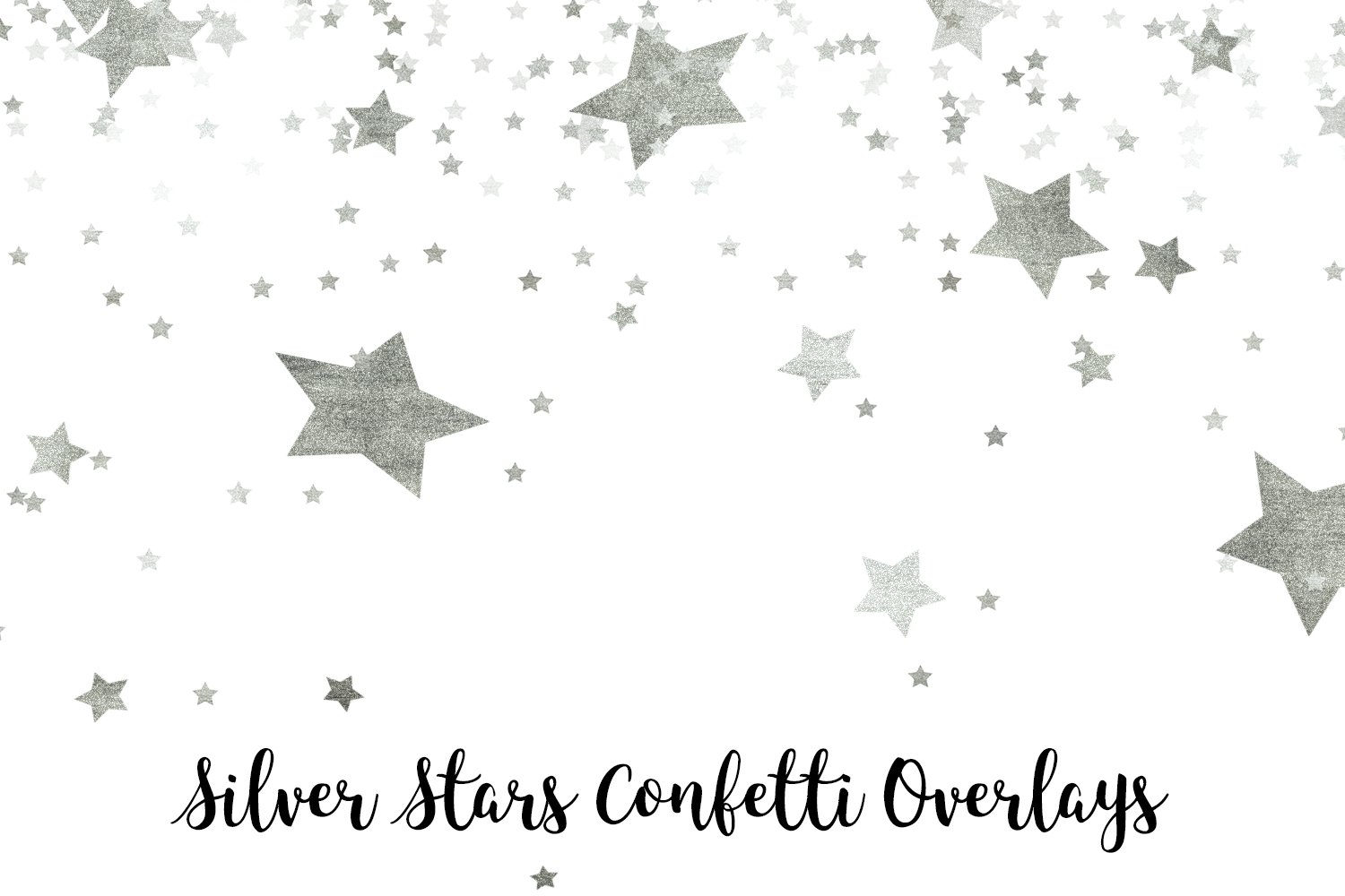 Silver Stars Confetti Overlays (331677) | Decorations | Design Bundles