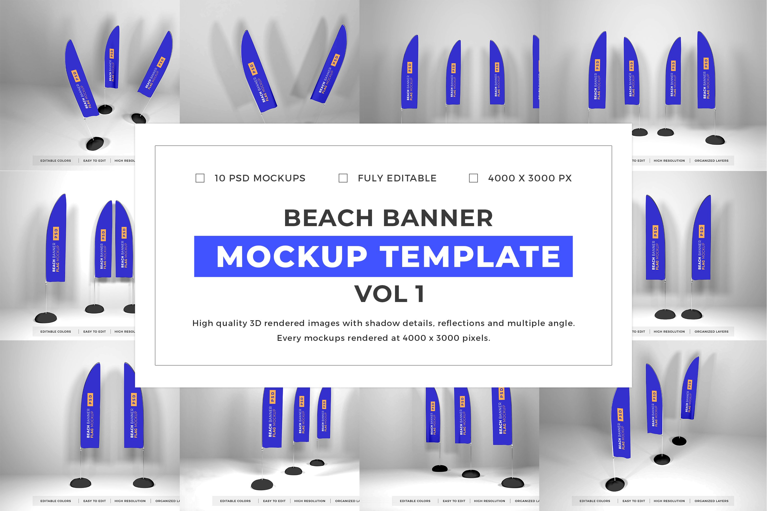 Beach Banner Mockup Template Bundle Vol 1 (1079298) | Signage | Design ...