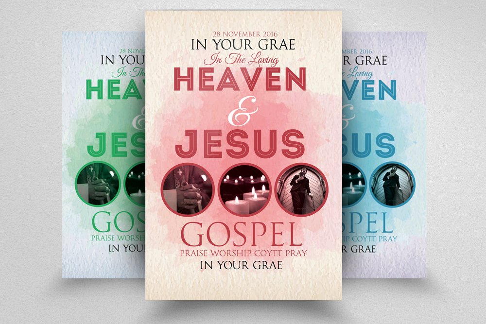 Heaven and Jesus Church Flyer Template (141104) | Flyers | Design Bundles